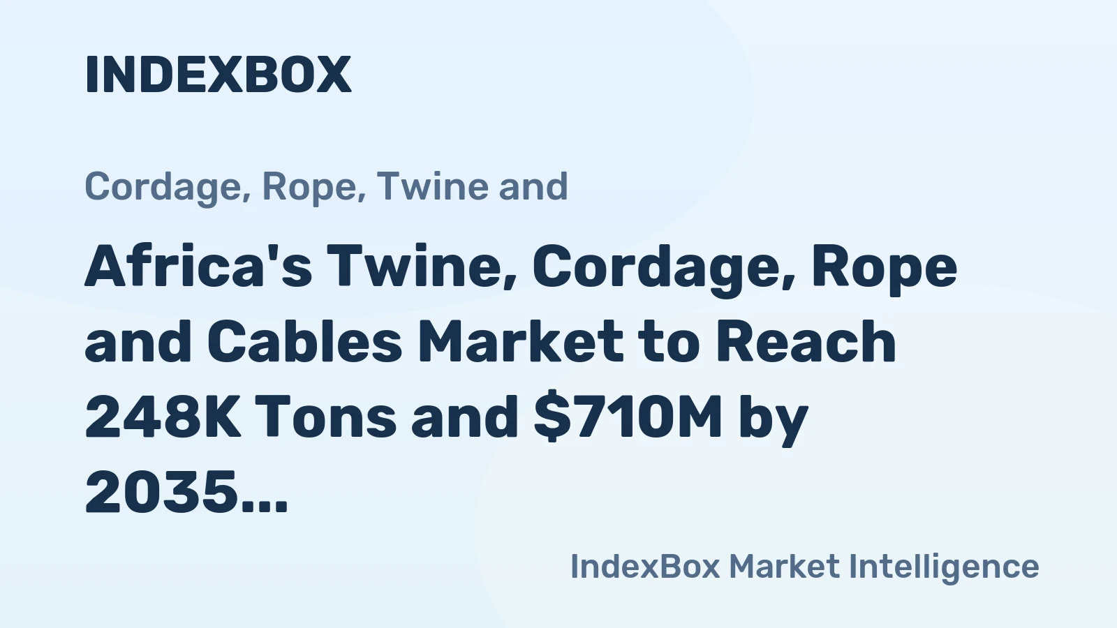 Africa's Twine, Cordage, Rope and Cables Market to Reach 248K Tons and $710M by 2035