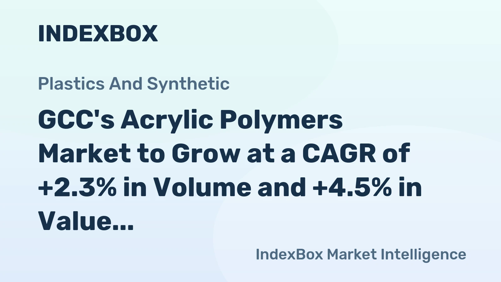 GCC's Acrylic Polymers Market to Grow at a CAGR of +2.3% in Volume and +4.5% in Value from 2024 to 2035
