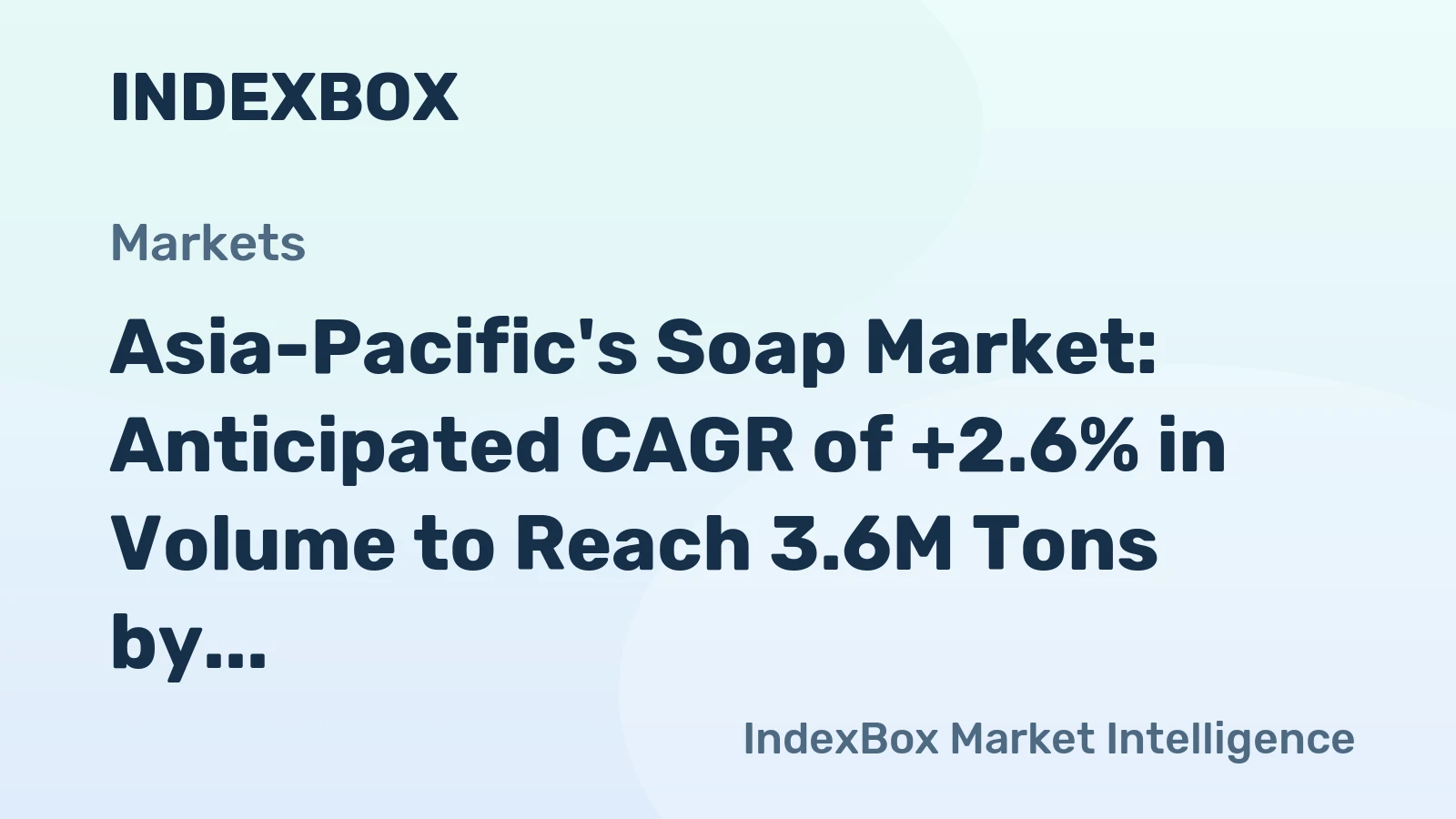 Asia-Pacific's Soap Market: Anticipated CAGR of +2.6% in Volume to Reach 3.6M Tons by 2035, +6.7% in Value to $8.3B