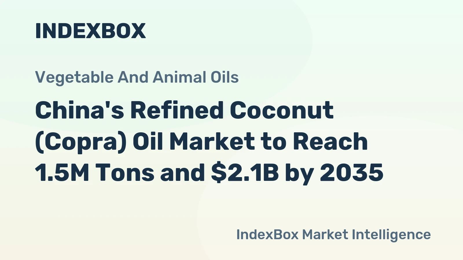 China's Refined Coconut (Copra) Oil Market to Reach 1.5M Tons and $2.1B by 2035