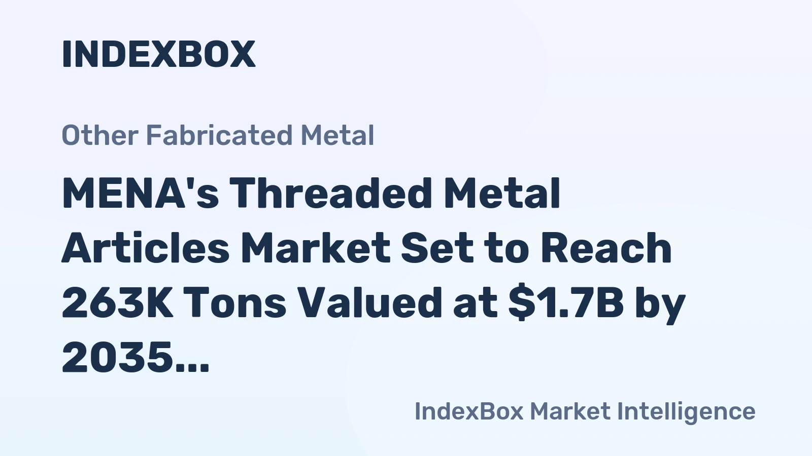 MENA's Threaded Metal Articles Market Set to Reach 263K Tons Valued at $1.7B by 2035