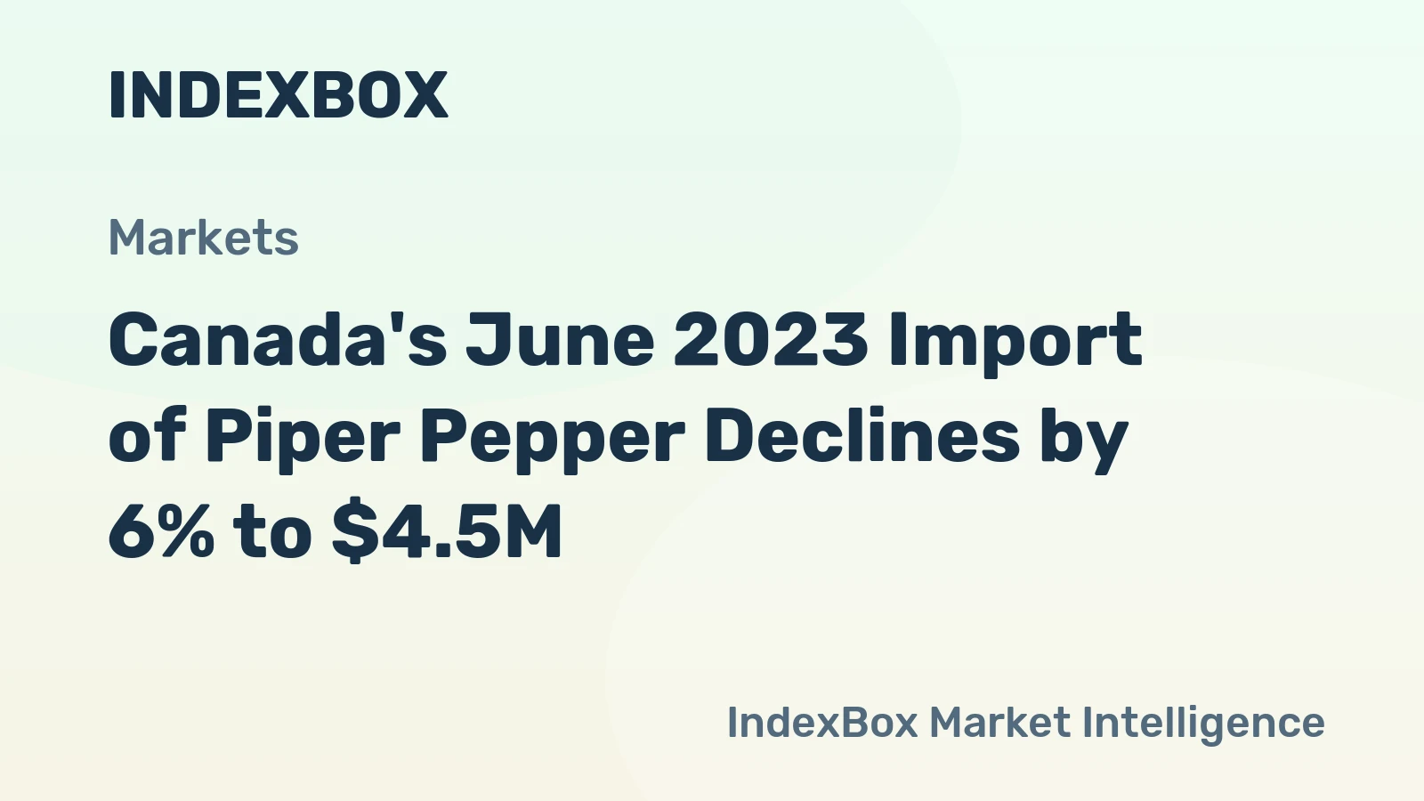 Canada's June 2023 Import of Piper Pepper Declines by 6% to $4.5M