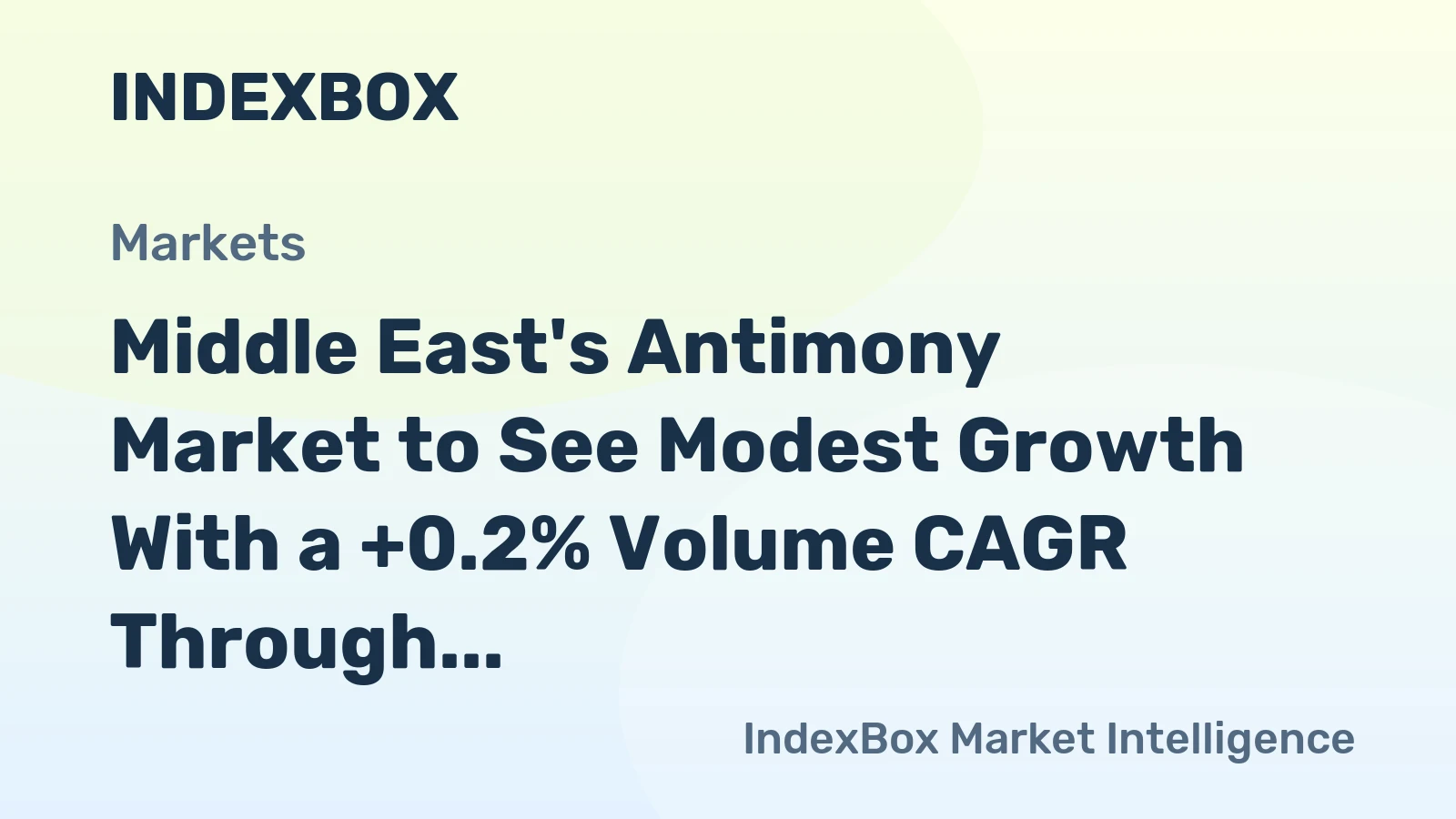 Middle East's Antimony Market to See Modest Growth With a +0.2% Volume CAGR Through 2035