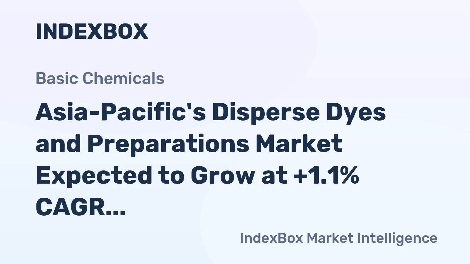 Asia-Pacific's Disperse Dyes and Preparations Market Expected to Grow at +1.1% CAGR, Reaching $2.2B by 2035