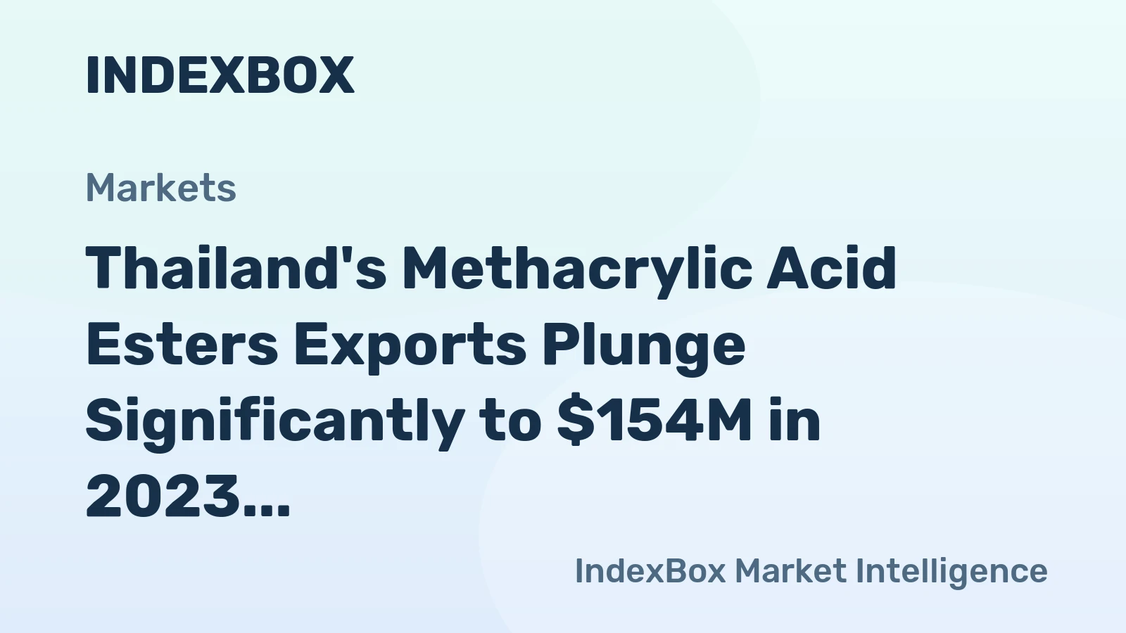 Thailand's Methacrylic Acid Esters Exports Plunge Significantly to $154M in 2023