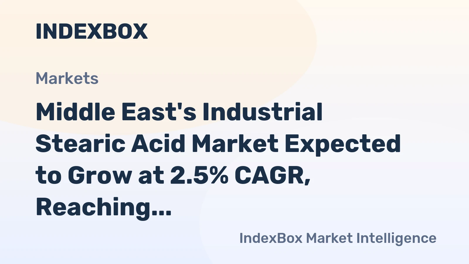 Middle East's Industrial Stearic Acid Market Expected to Grow at 2.5% CAGR, Reaching $256M by 2035