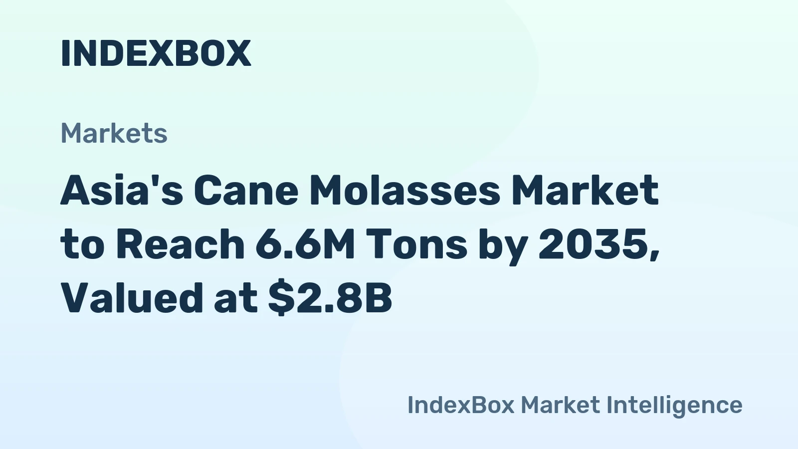 Asia's Cane Molasses Market to Reach 6.6M Tons by 2035, Valued at $2.8B