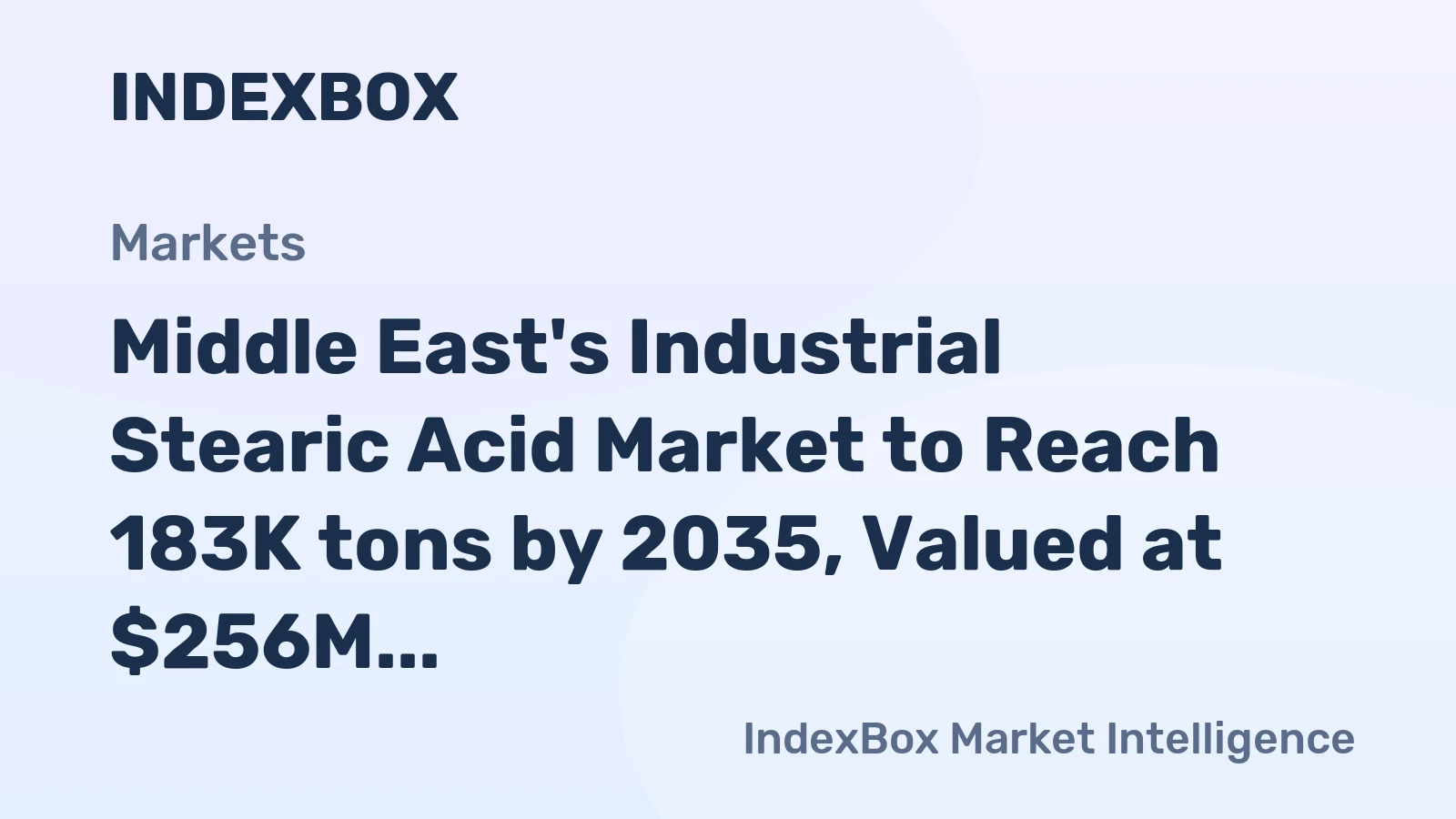 Middle East's Industrial Stearic Acid Market to Reach 183K tons by 2035, Valued at $256M