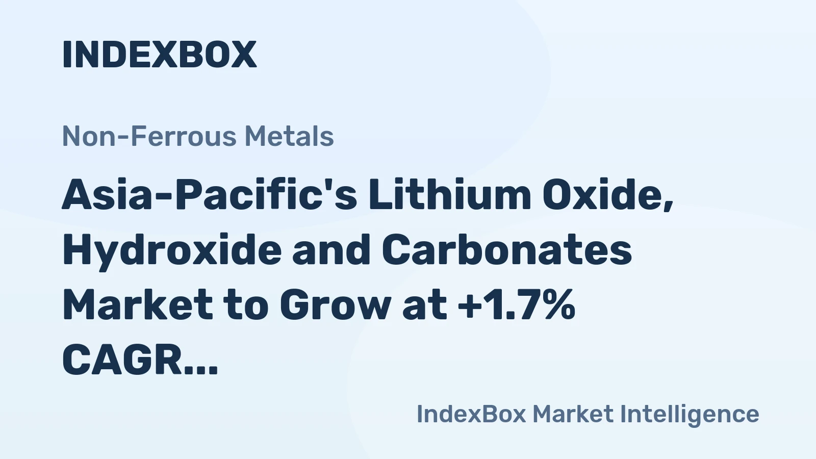 Asia-Pacific's Lithium Oxide, Hydroxide and Carbonates Market to Grow at +1.7% CAGR, Reaching $10.3B by 2035
