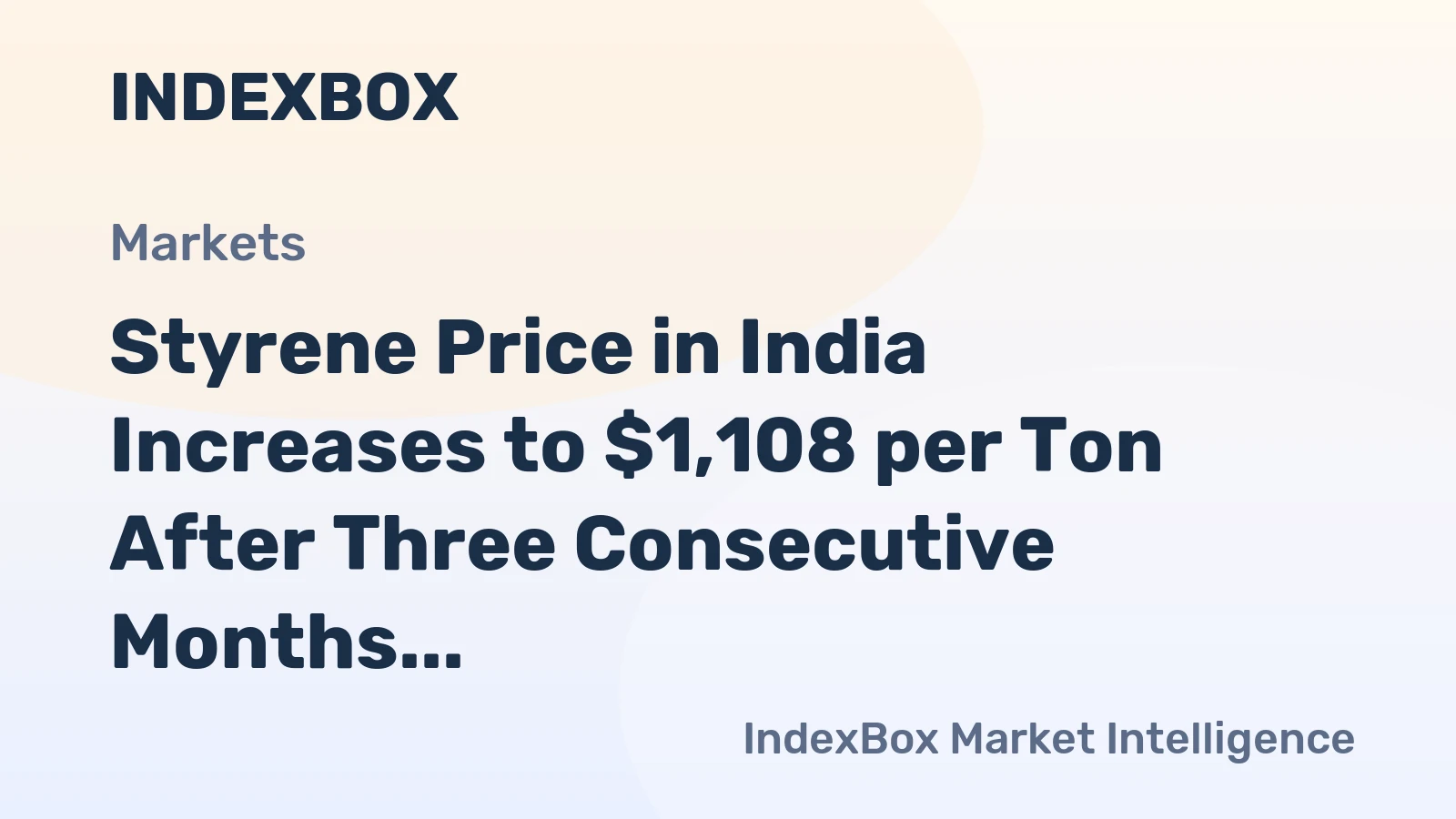Styrene Price in India Increases to $1,108 per Ton After Three Consecutive Months of Increase