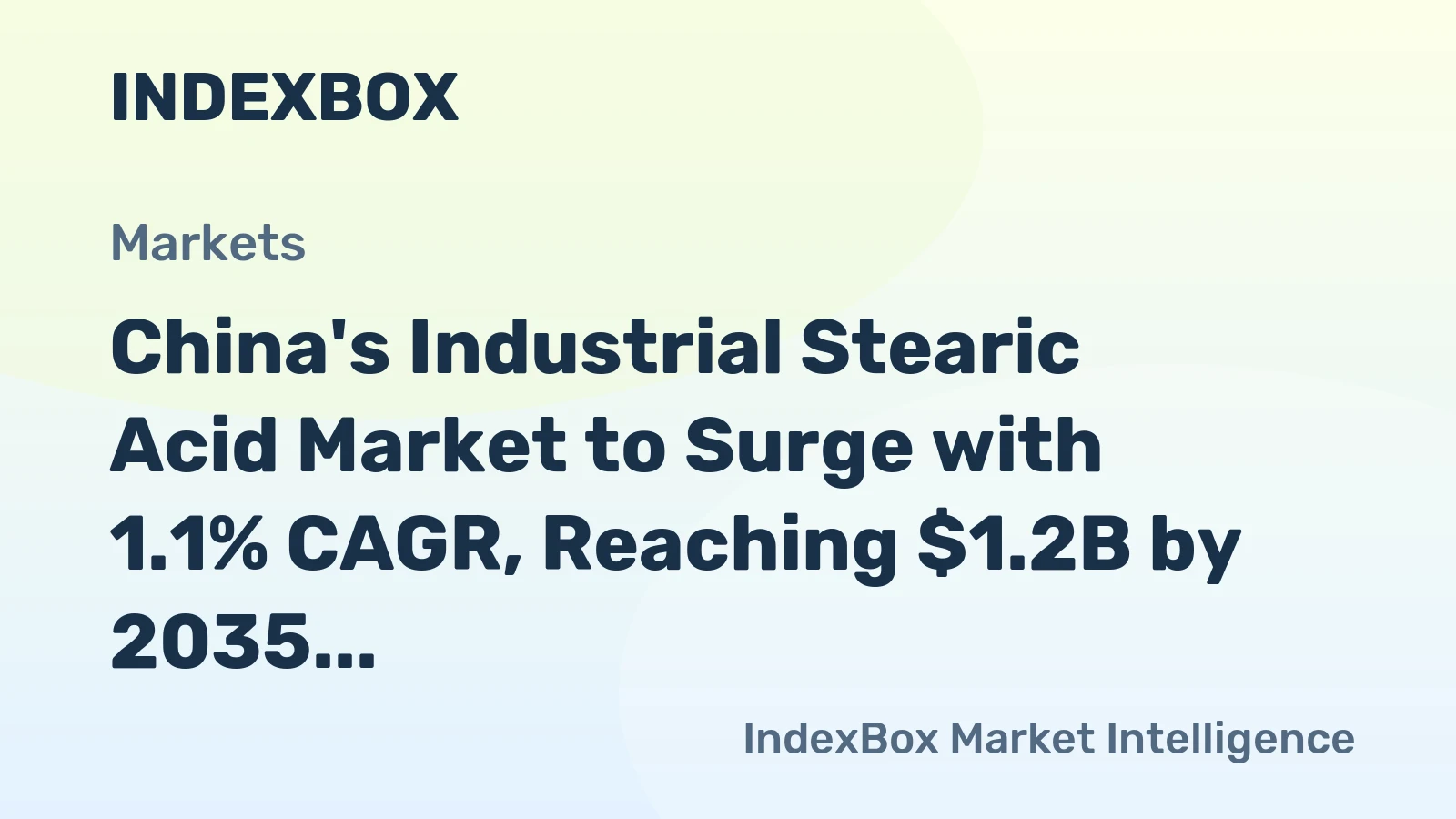 China's Industrial Stearic Acid Market to Surge with 1.1% CAGR, Reaching $1.2B by 2035