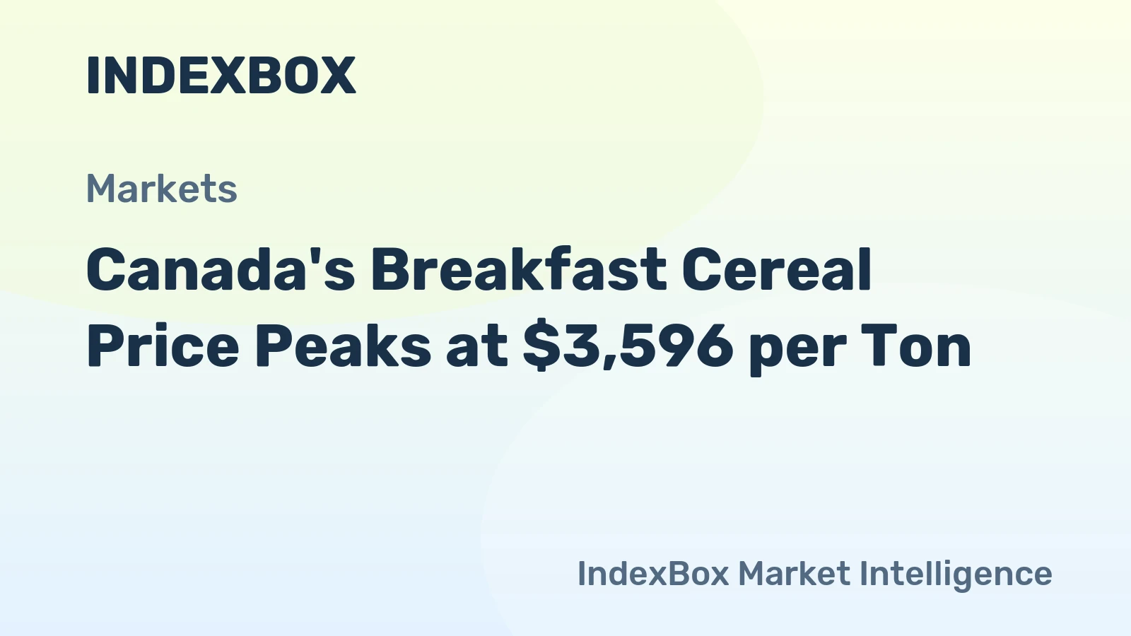 Canada's Breakfast Cereal Price Peaks at $3,596 per Ton