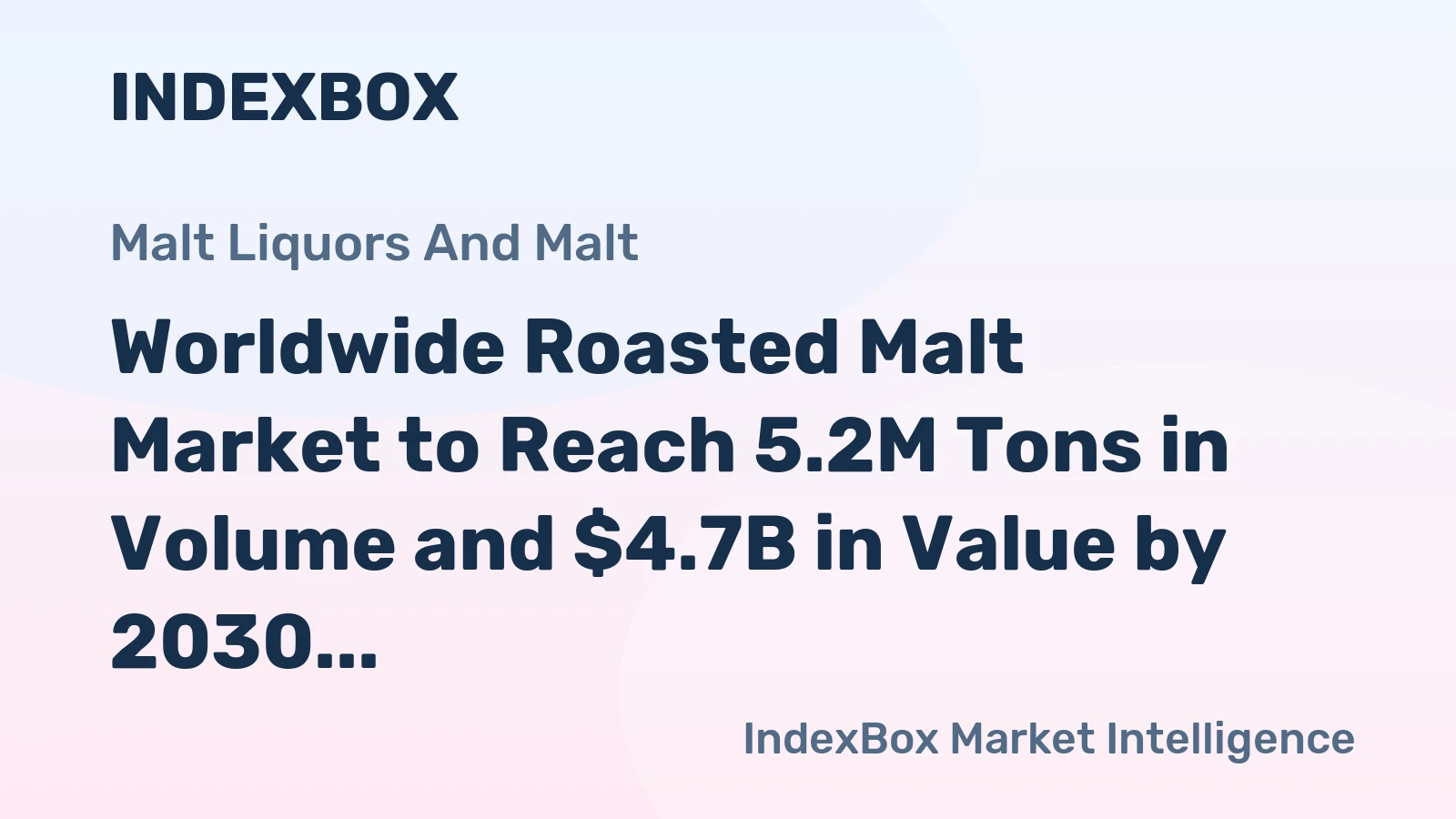 Worldwide Roasted Malt Market to Reach 5.2M Tons in Volume and $4.7B in Value by 2030
