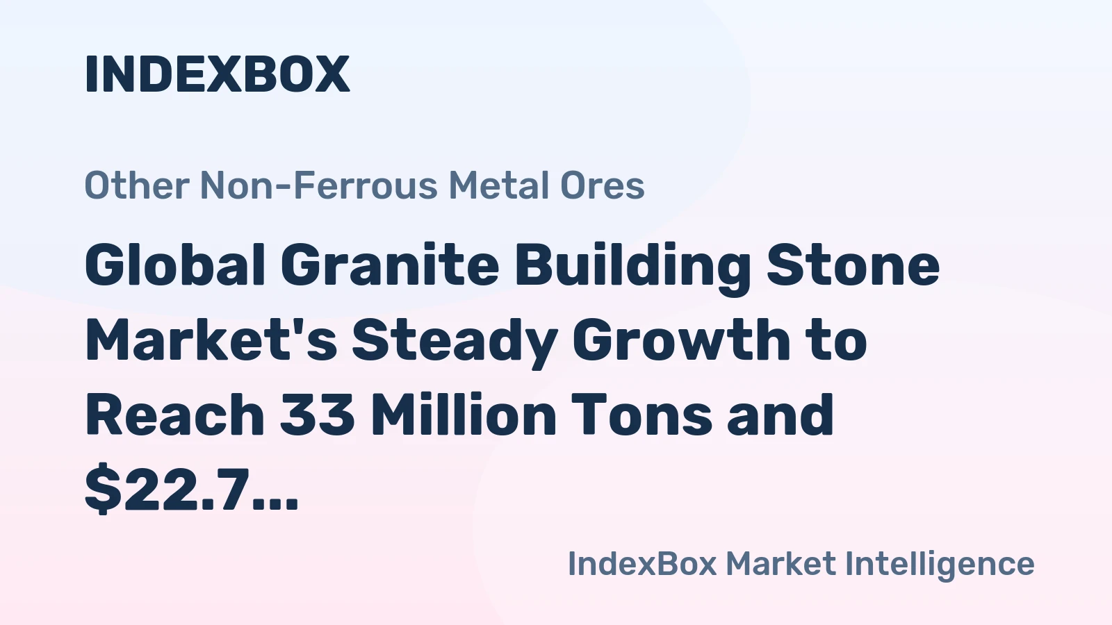 Global Granite Building Stone Market's Steady Growth to Reach 33 Million Tons and $22.7 Billion by 2035