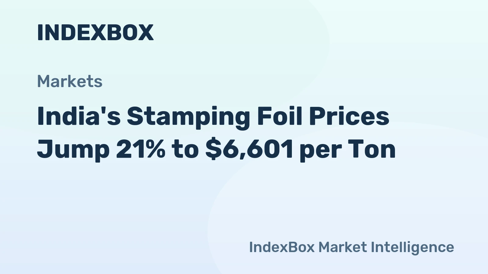 India's Stamping Foil Prices Jump 21% to $6,601 per Ton