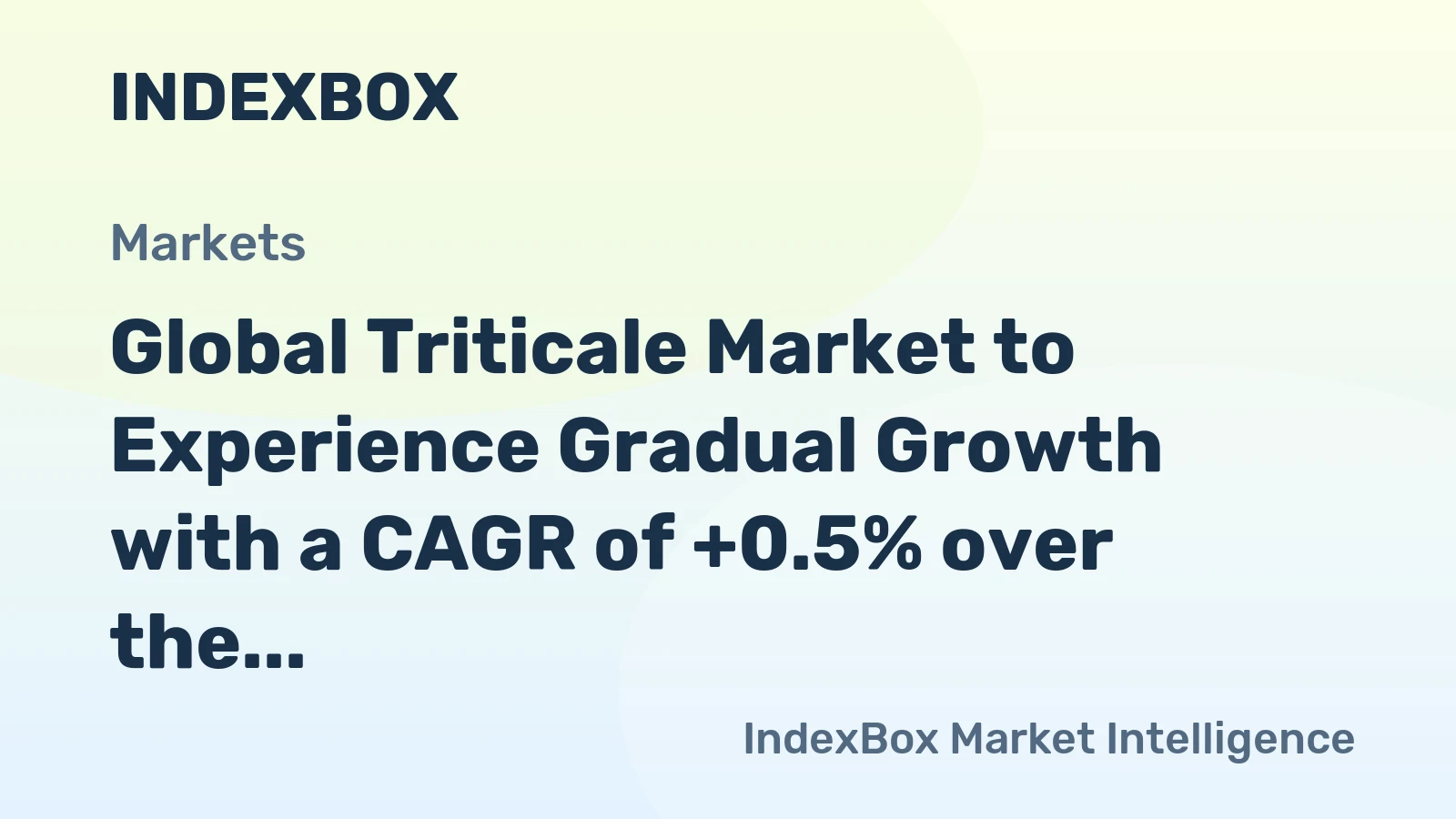 Global Triticale Market to Experience Gradual Growth with a CAGR of +0.5% over the Next Decade