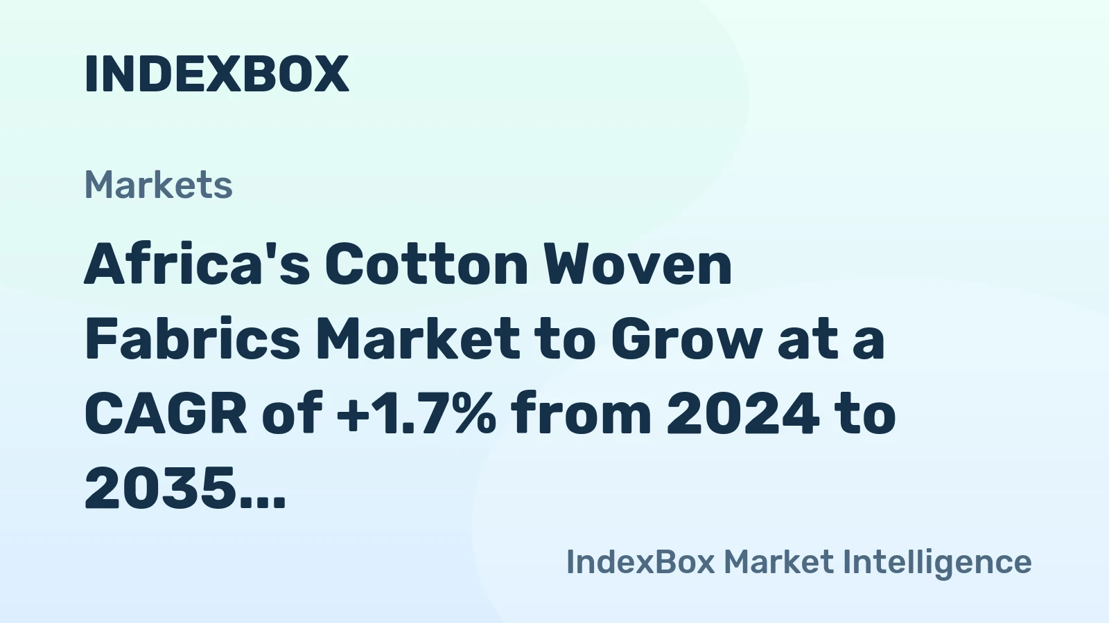 Africa's Cotton Woven Fabrics Market to Grow at a CAGR of +1.7% from 2024 to 2035, Reaching 1.5B Square Meters