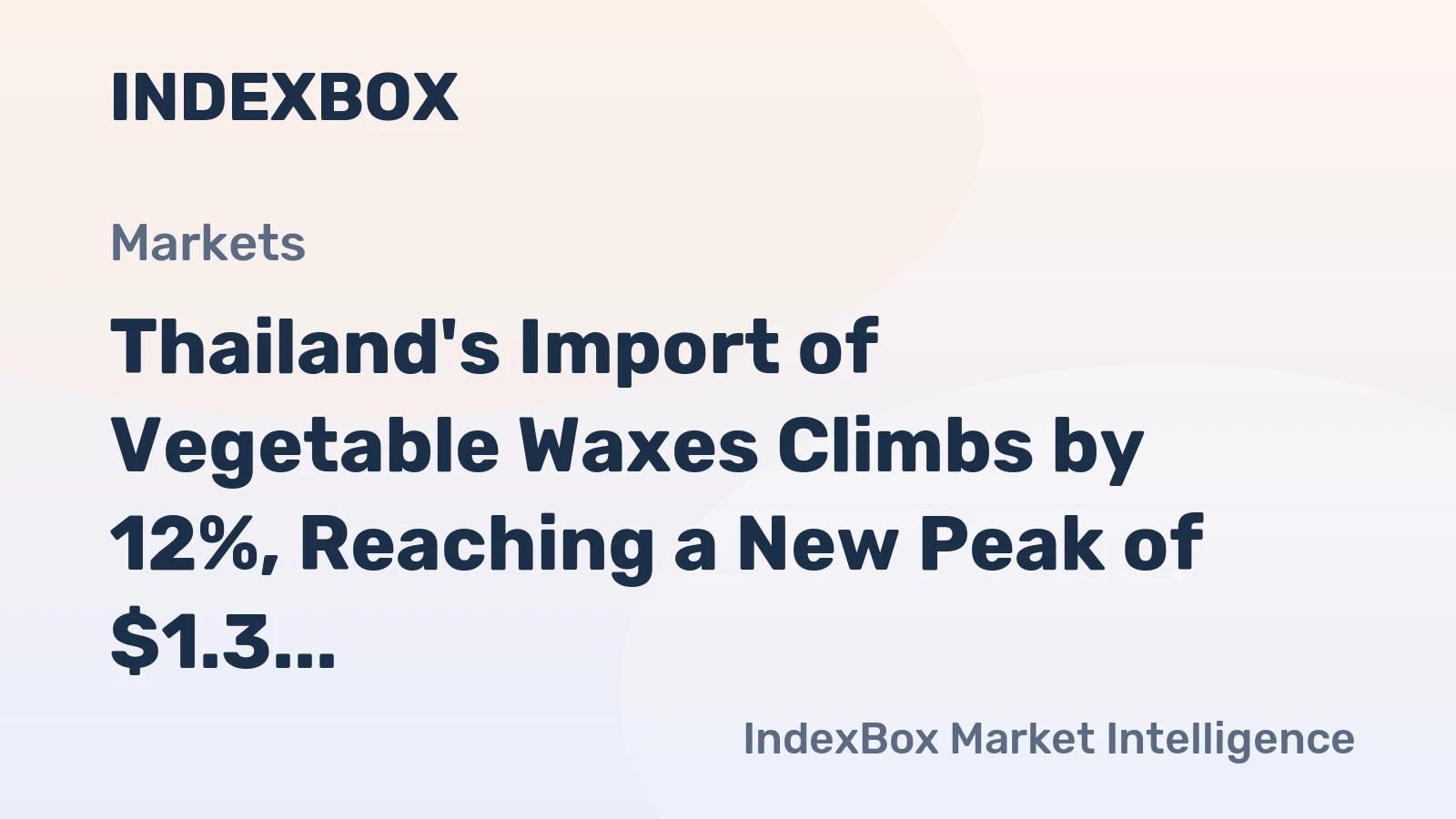 Thailand's Import of Vegetable Waxes Climbs by 12%, Reaching a New Peak of $1.3 Million in 2023