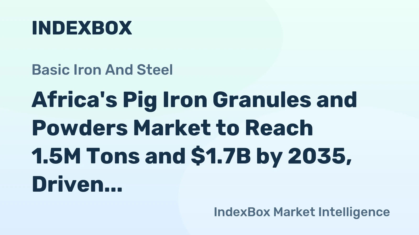 Africa's Pig Iron Granules and Powders Market to Reach 1.5M Tons and $1.7B by 2035, Driven by Increasing Demand