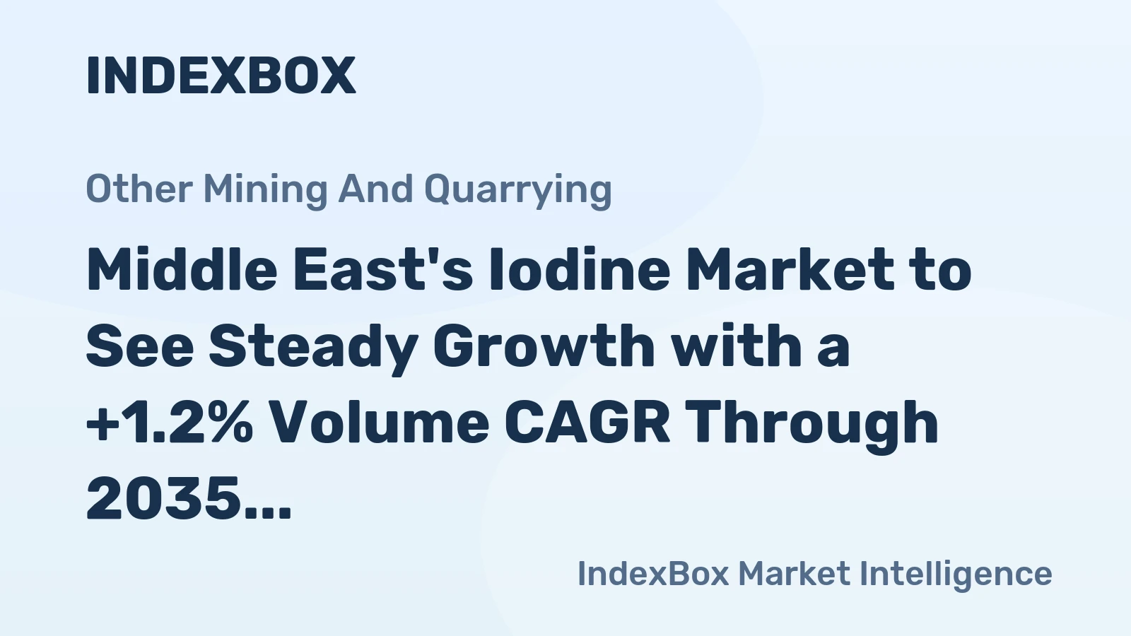 Middle East's Iodine Market to See Steady Growth with a +1.2% Volume CAGR Through 2035