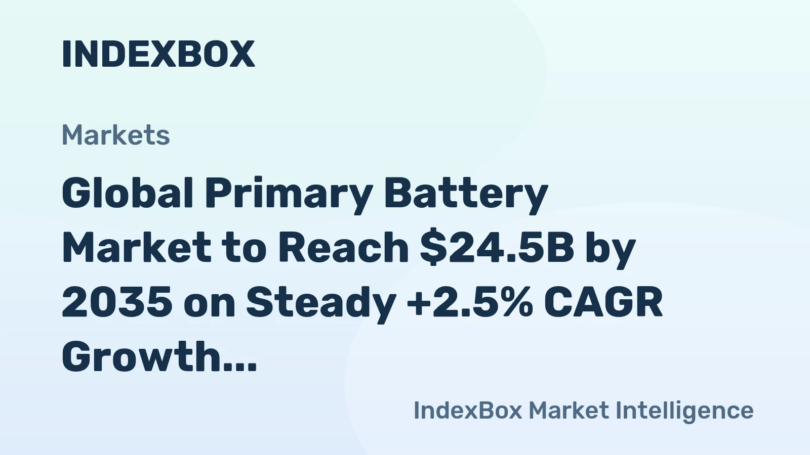Global Primary Battery Market to Reach $24.5B by 2035 on Steady +2.5% CAGR Growth