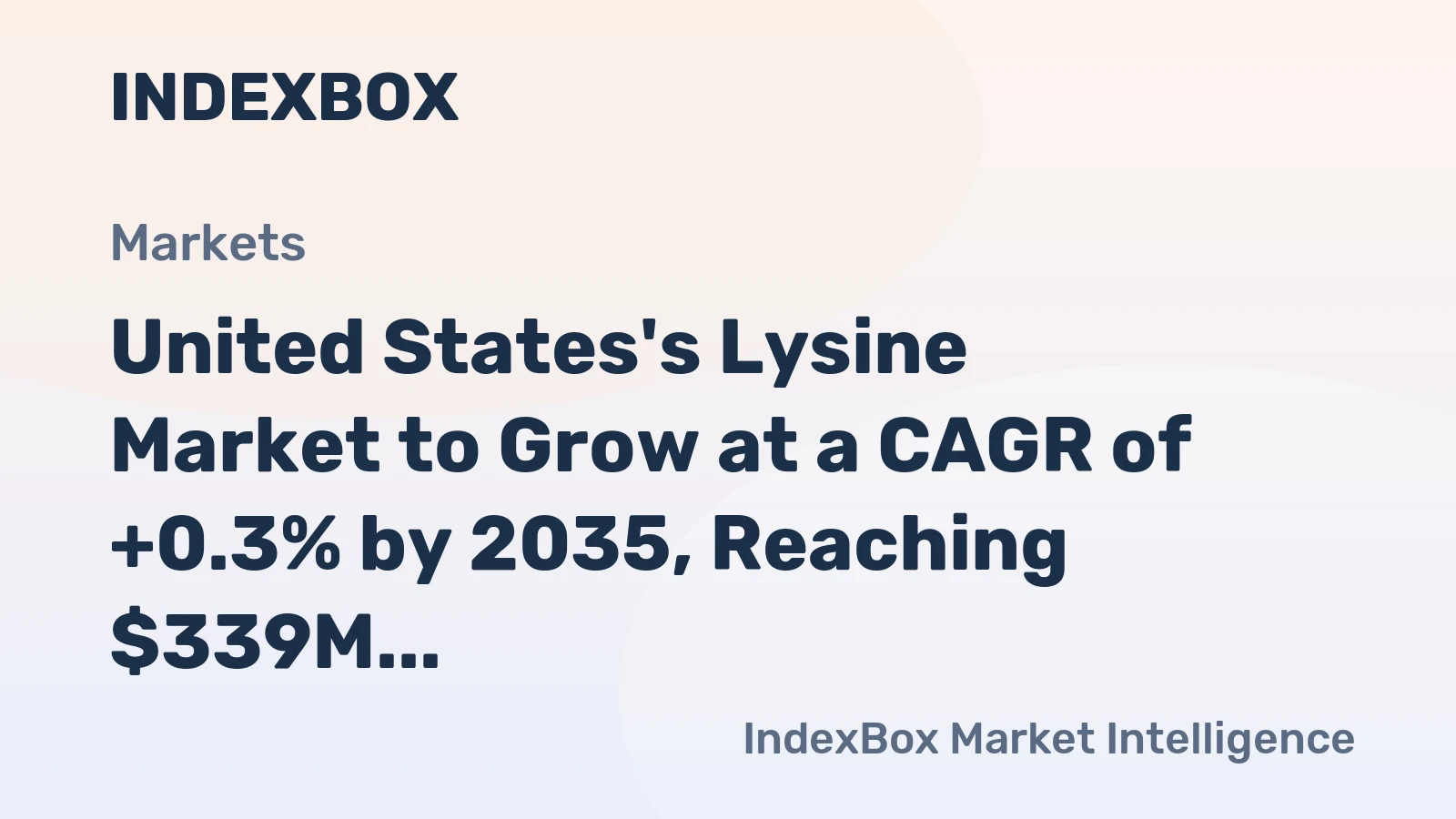 United States's Lysine Market to Grow at a CAGR of +0.3% by 2035, Reaching $339M in Value