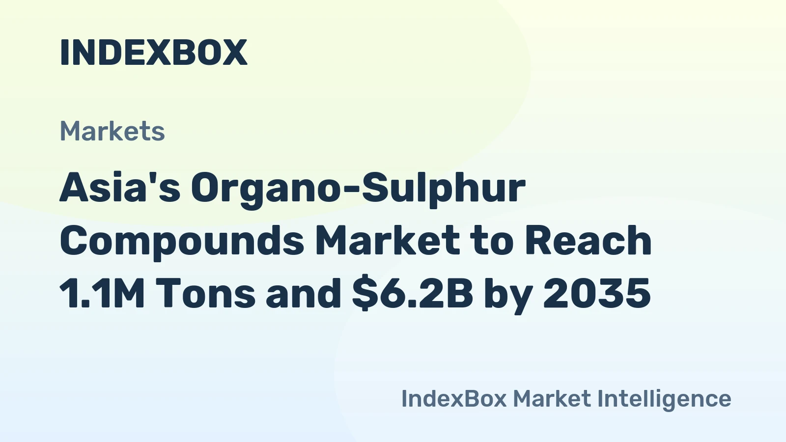 Asia's Organo-Sulphur Compounds Market to Reach 1.1M Tons and $6.2B by 2035