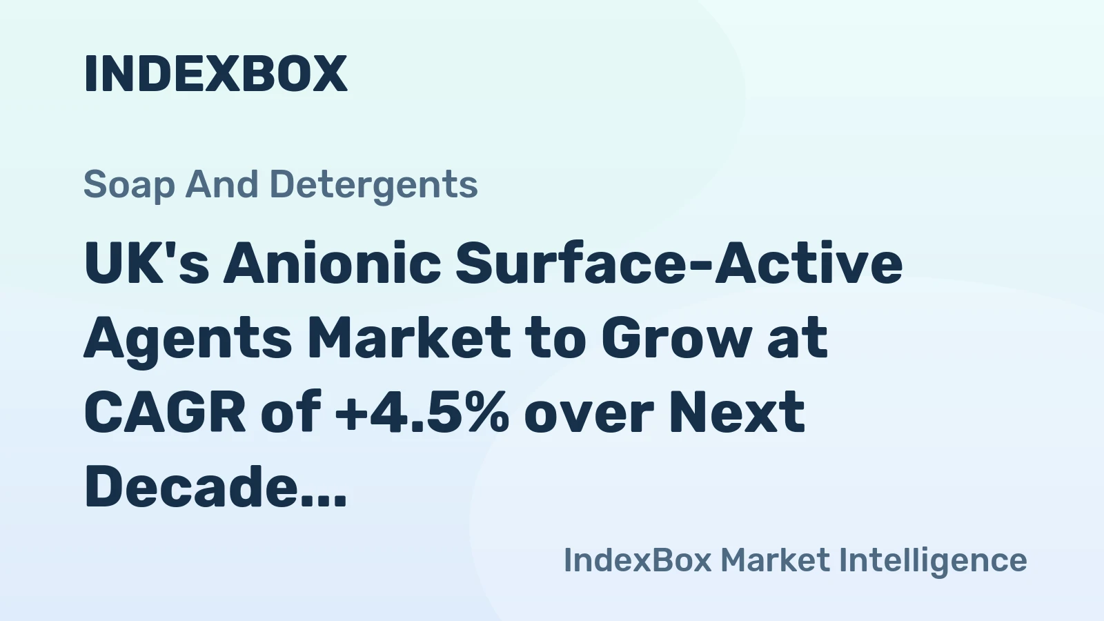 UK's Anionic Surface-Active Agents Market to Grow at CAGR of +4.5% over Next Decade