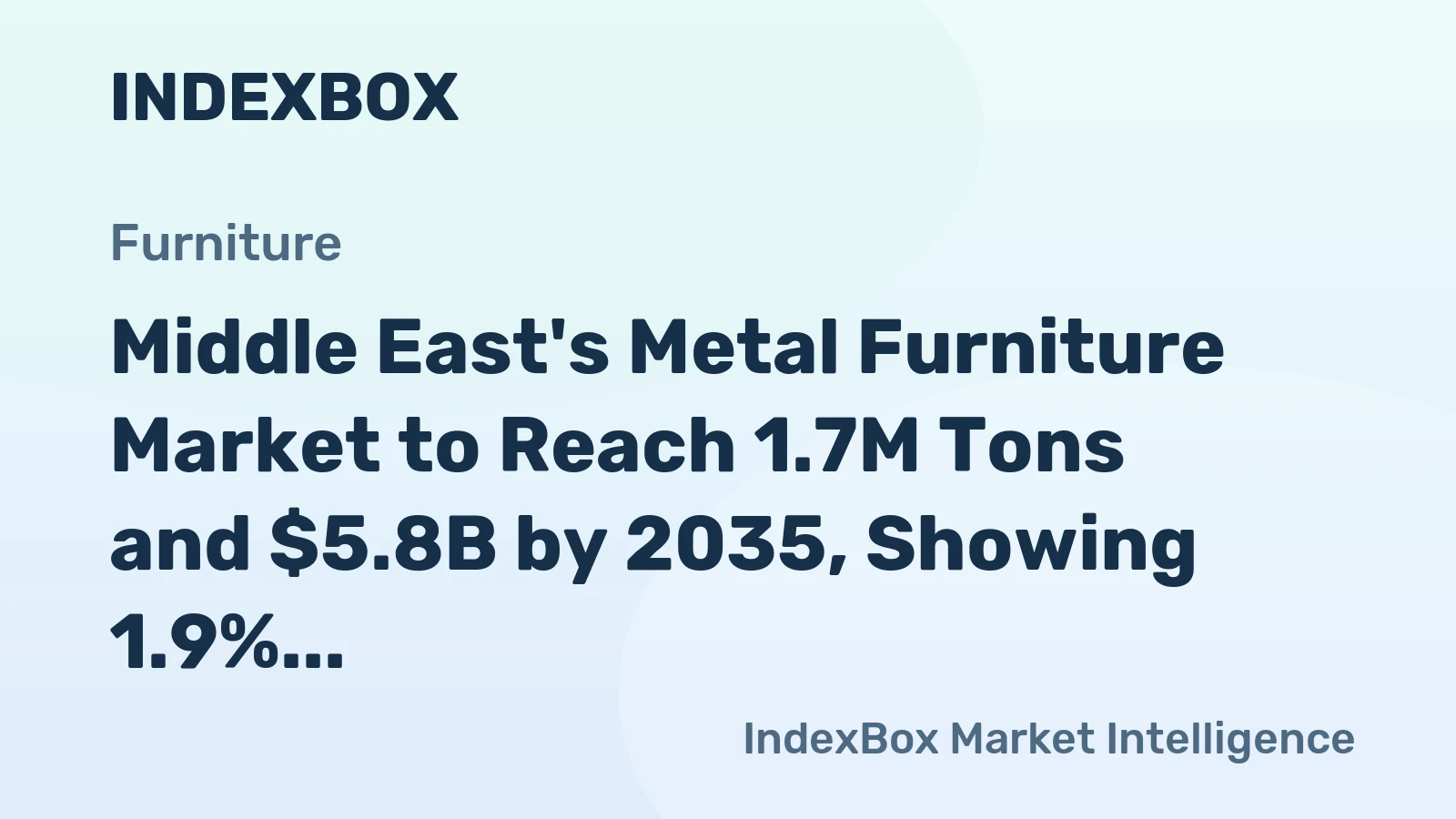 Middle East's Metal Furniture Market to Reach 1.7M Tons and $5.8B by 2035, Showing 1.9% Volume and 2.4% Value Growth