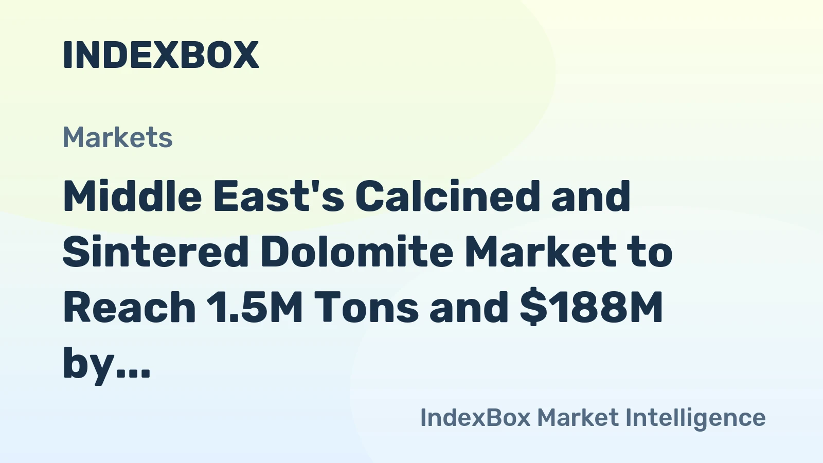Middle East's Calcined and Sintered Dolomite Market to Reach 1.5M Tons and $188M by 2035