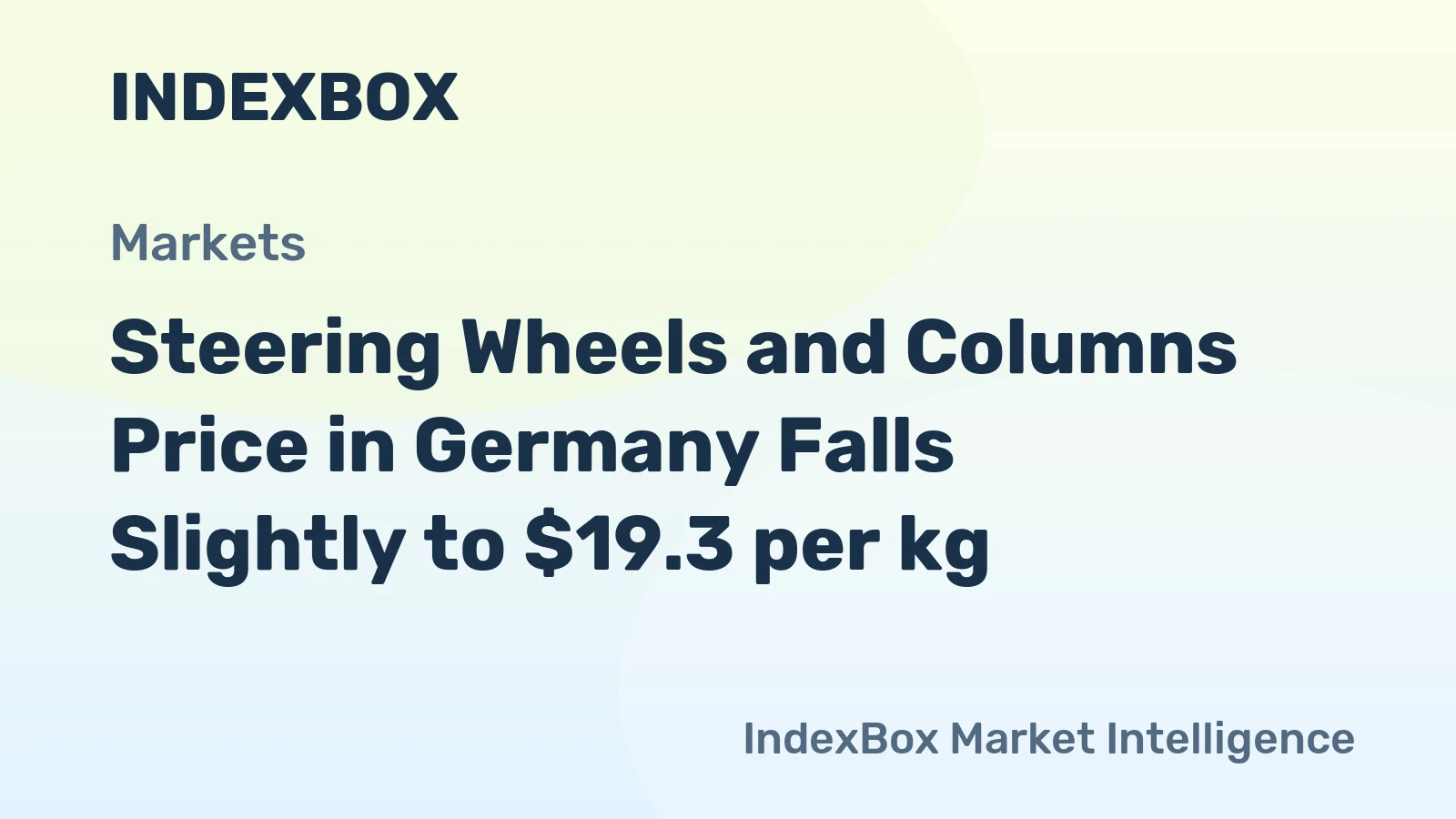 Steering Wheels and Columns Price in Germany Falls Slightly to $19.3 per kg