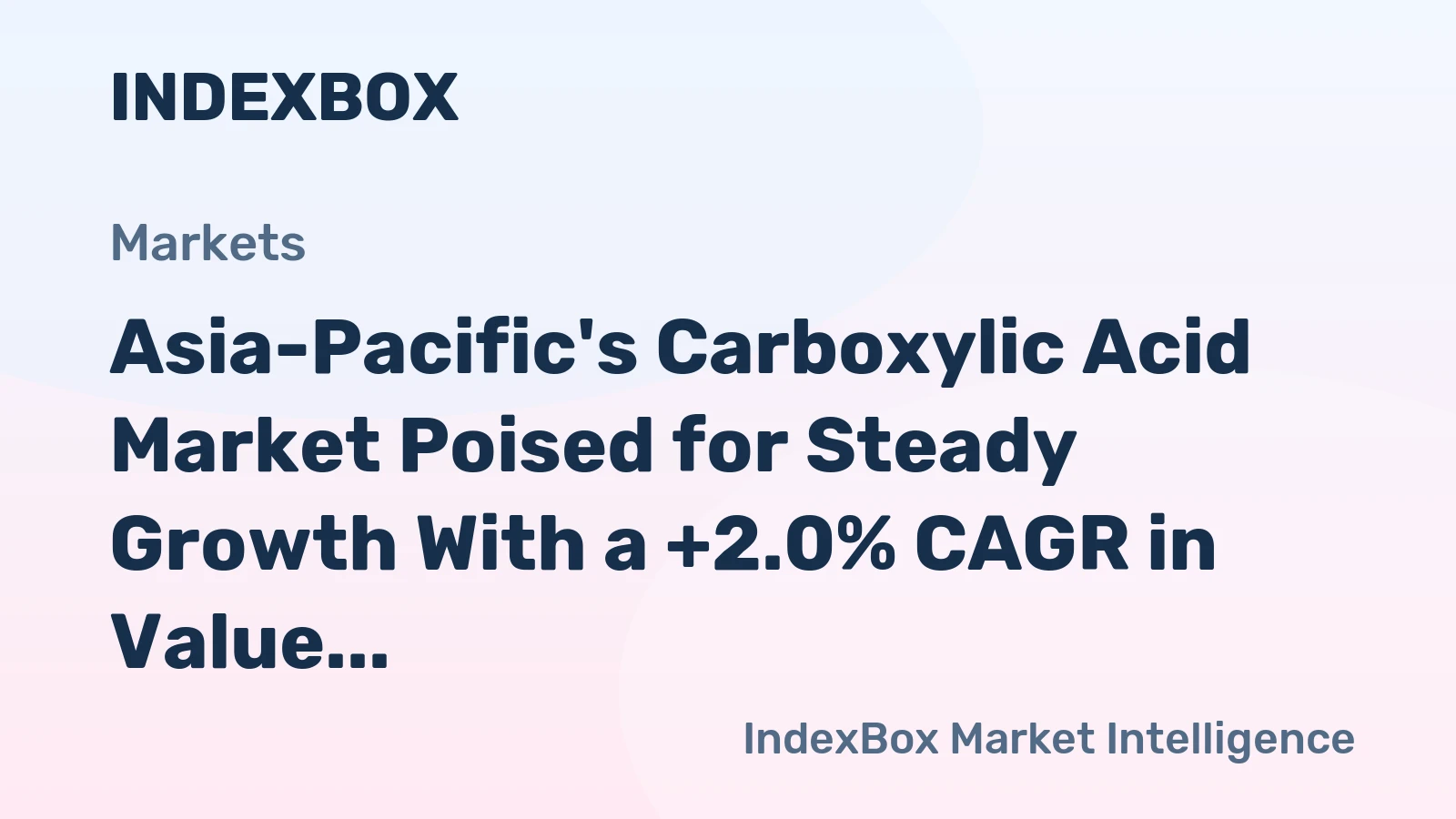 Asia-Pacific's Carboxylic Acid Market Poised for Steady Growth With a +2.0% CAGR in Value Through 2035