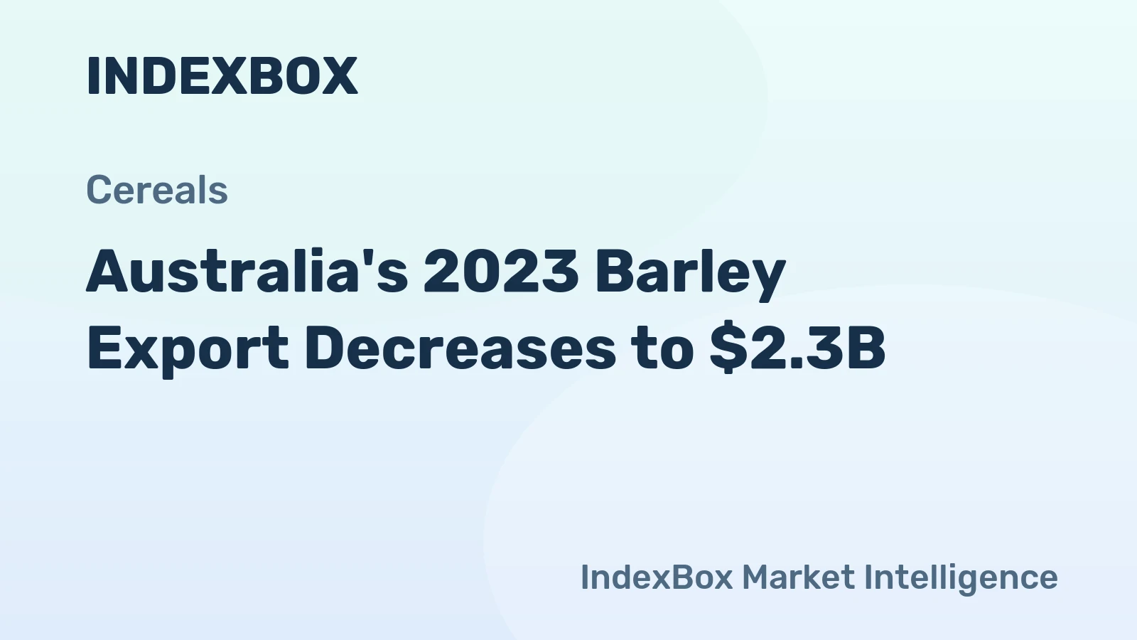Australia's 2023 Barley Export Decreases to $2.3B