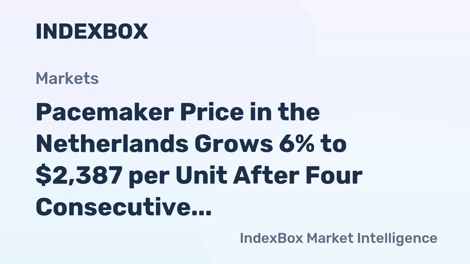 Pacemaker Price in the Netherlands Grows 6% to $2,387 per Unit After Four Consecutive Months of Increase