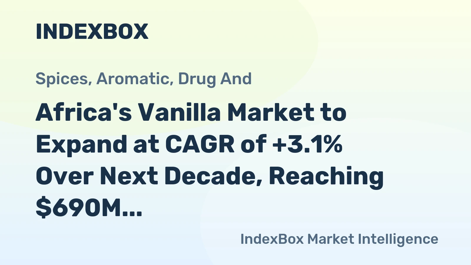 Africa's Vanilla Market to Expand at CAGR of +3.1% Over Next Decade, Reaching $690M by 2035