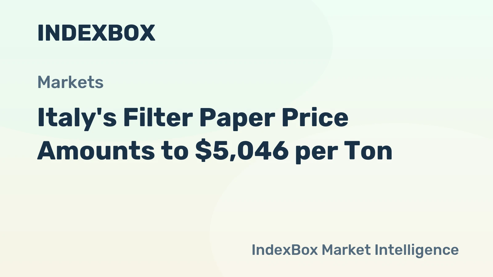 Italy's Filter Paper Price Amounts to $5,046 per Ton