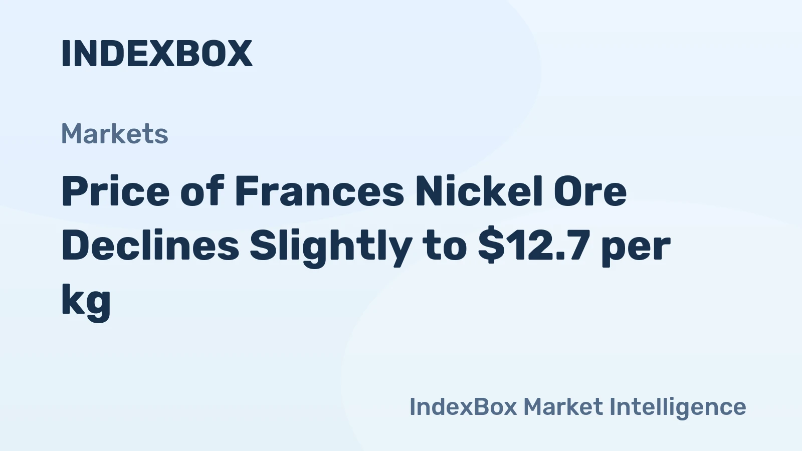 Price of Frances Nickel Ore Declines Slightly to $12.7 per kg