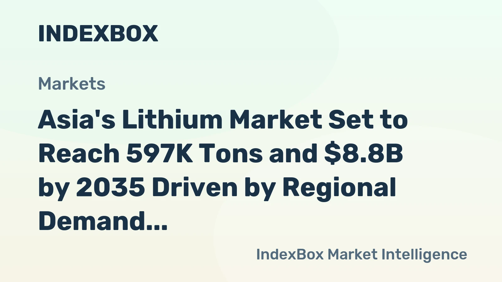 Asia's Lithium Market Set to Reach 597K Tons and $8.8B by 2035 Driven by Regional Demand