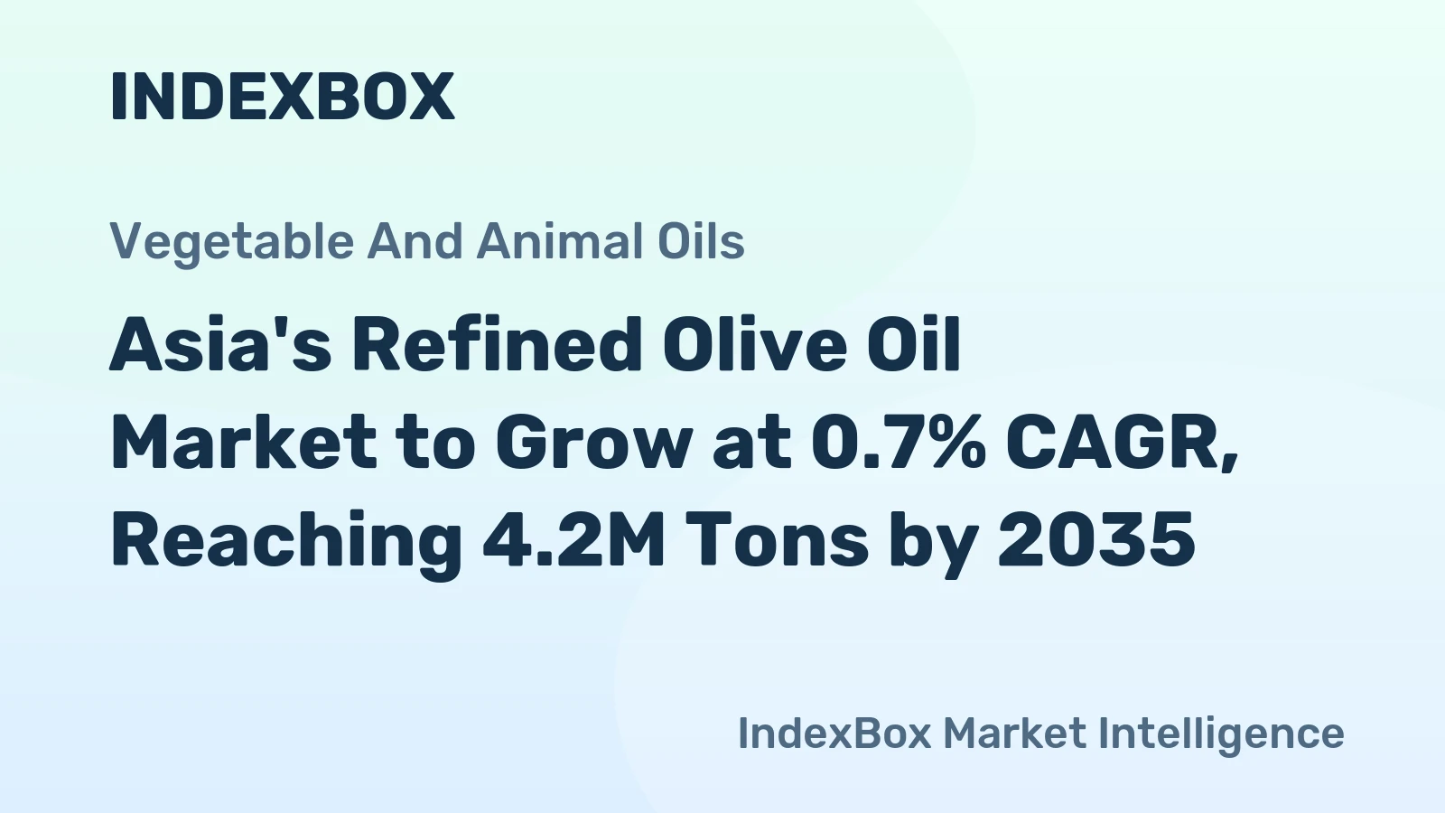 Asia's Refined Olive Oil Market to Grow at 0.7% CAGR, Reaching 4.2M Tons by 2035