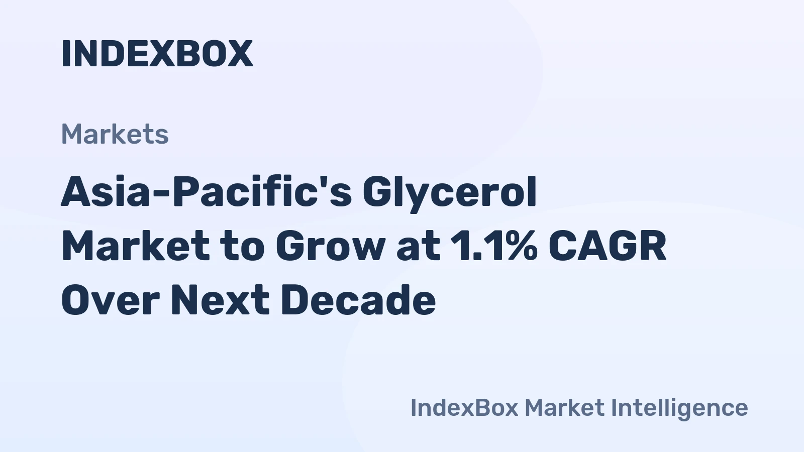 Asia-Pacific's Glycerol Market to Grow at 1.1% CAGR Over Next Decade