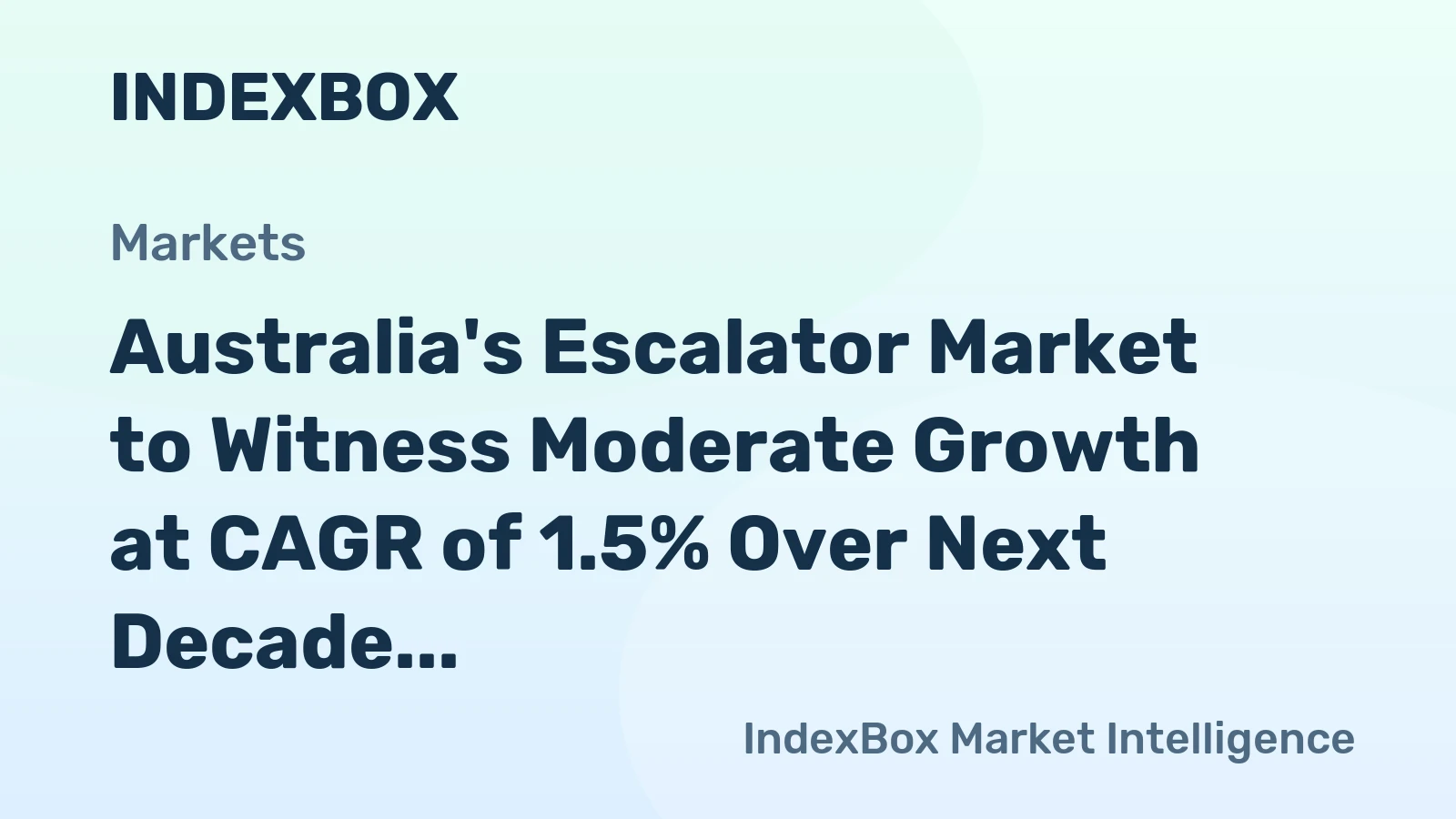 Australia's Escalator Market to Witness Moderate Growth at CAGR of 1.5% Over Next Decade