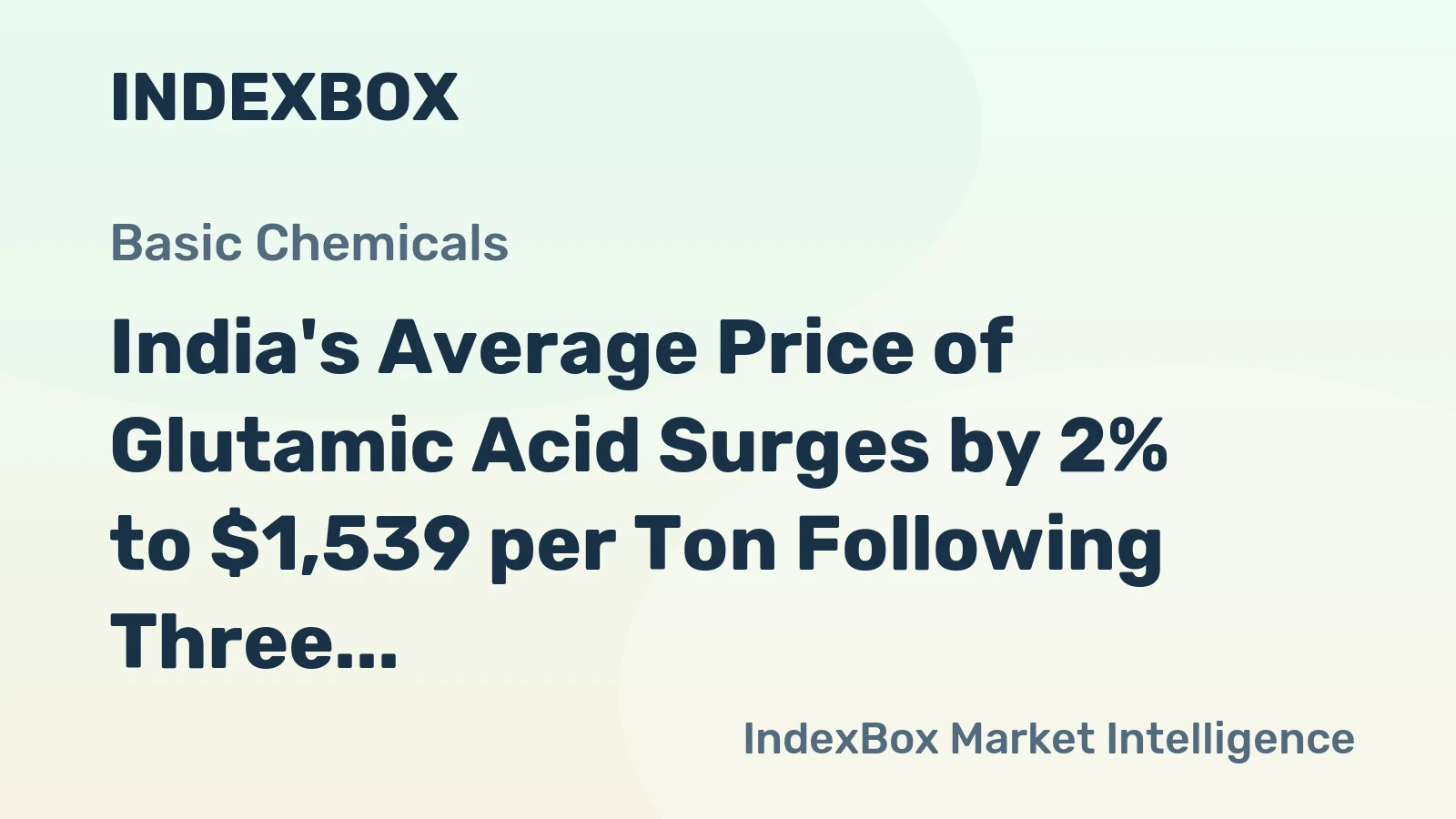 India's Average Price of Glutamic Acid Surges by 2% to $1,539 per Ton Following Three Straight Months of Increases