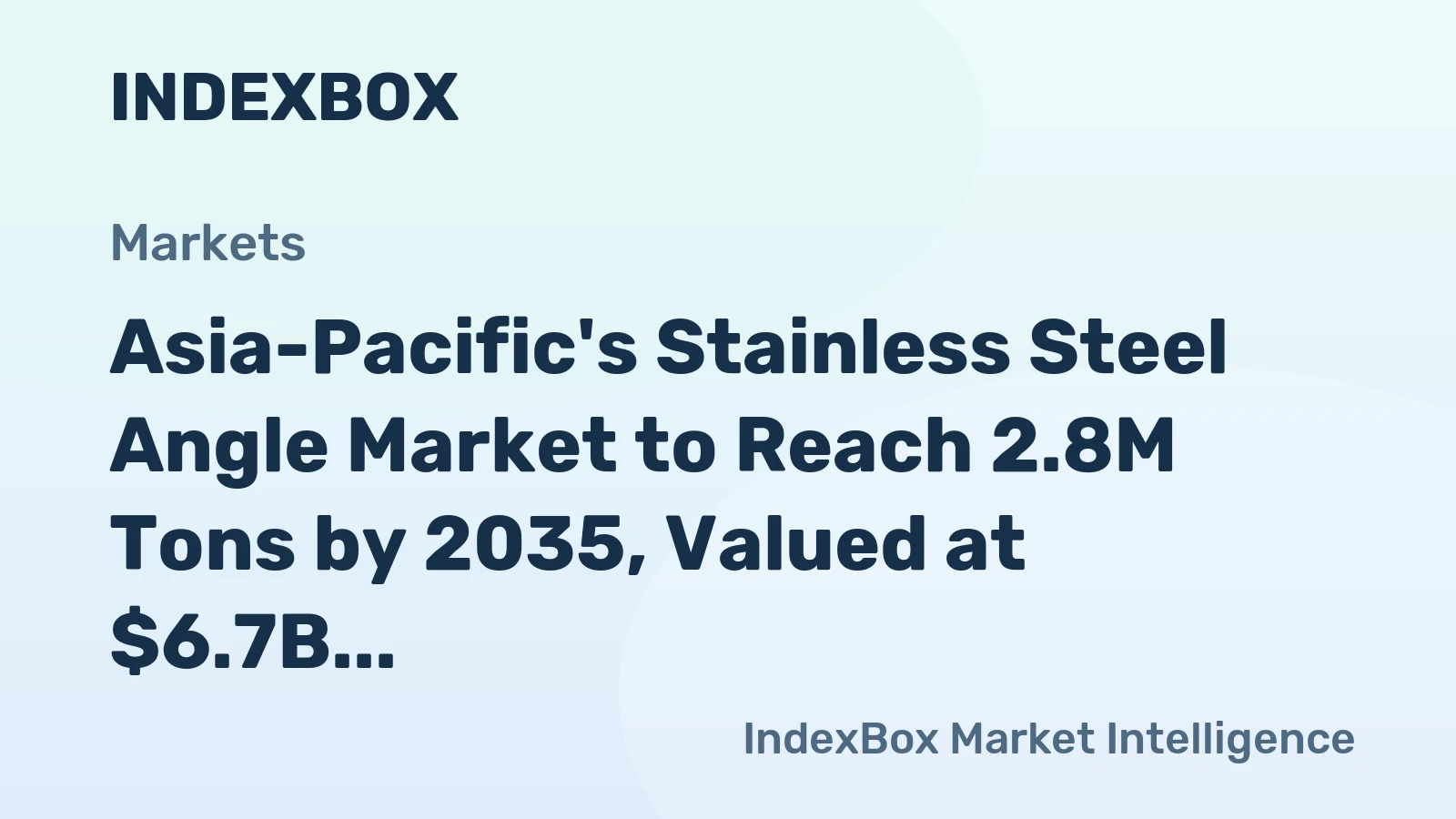 Asia-Pacific's Stainless Steel Angle Market to Reach 2.8M Tons by 2035, Valued at $6.7B