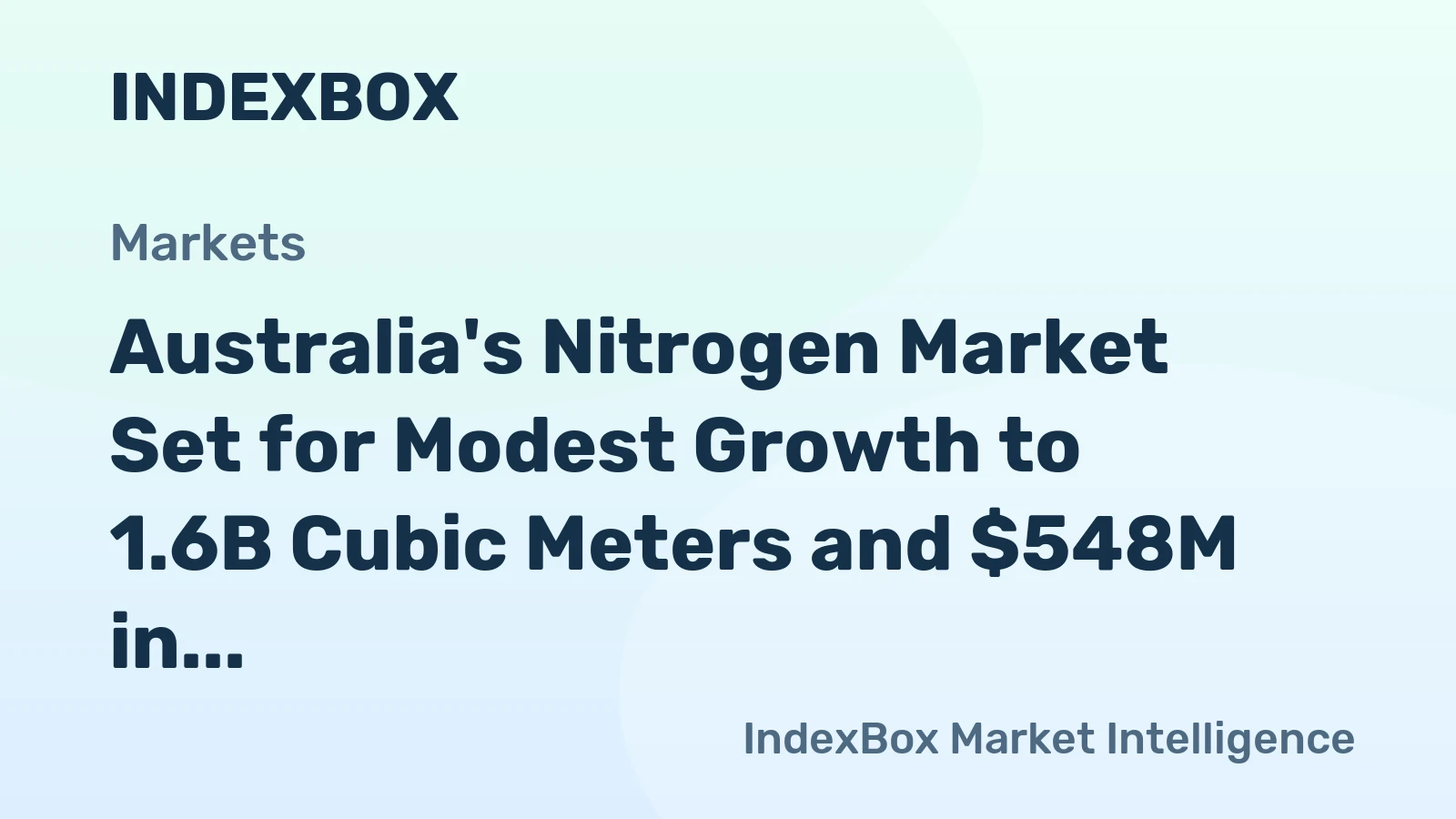 Australia's Nitrogen Market Set for Modest Growth to 1.6B Cubic Meters and $548M in Value by 2035