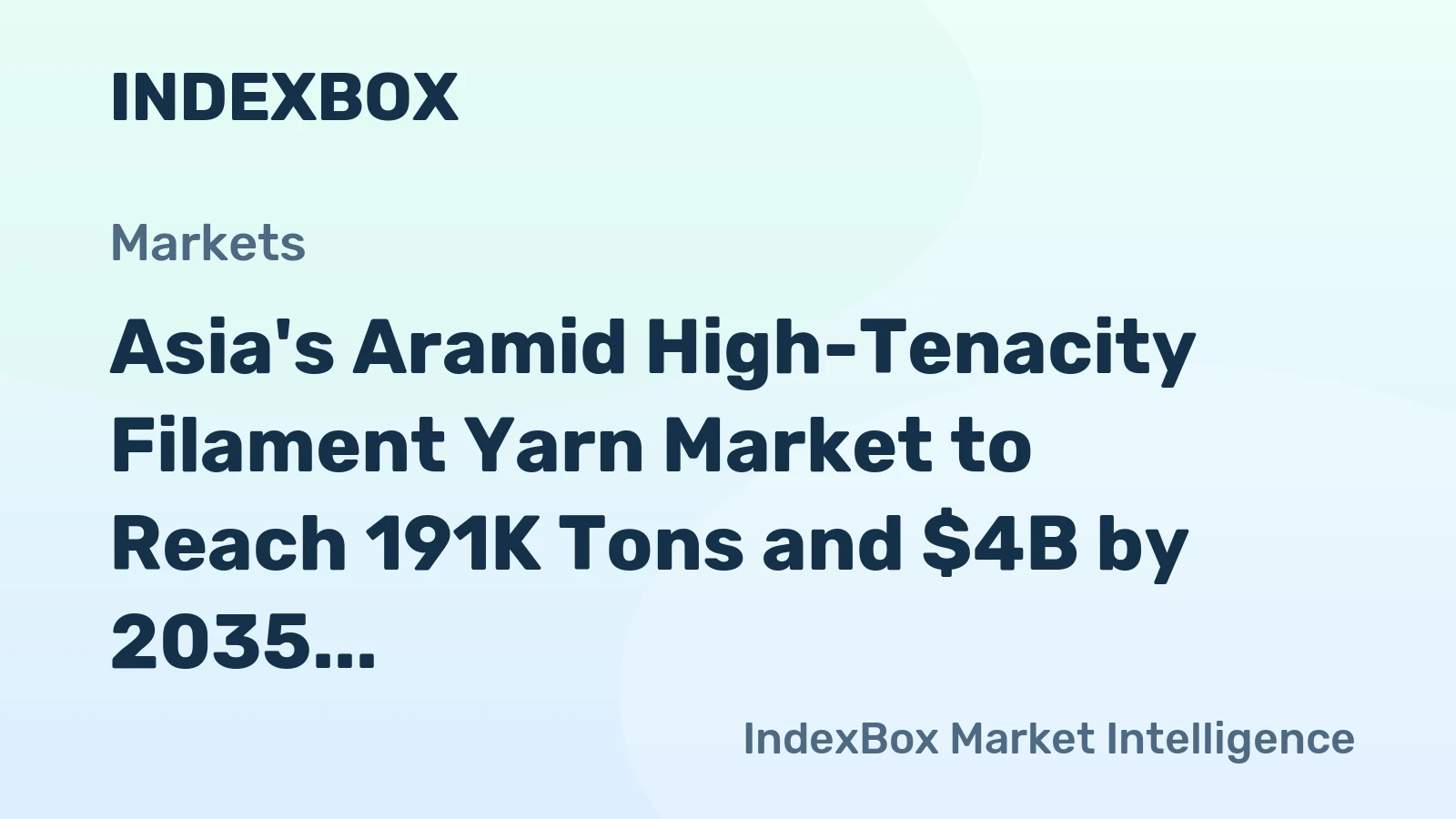 Asia's Aramid High-Tenacity Filament Yarn Market to Reach 191K Tons and $4B by 2035