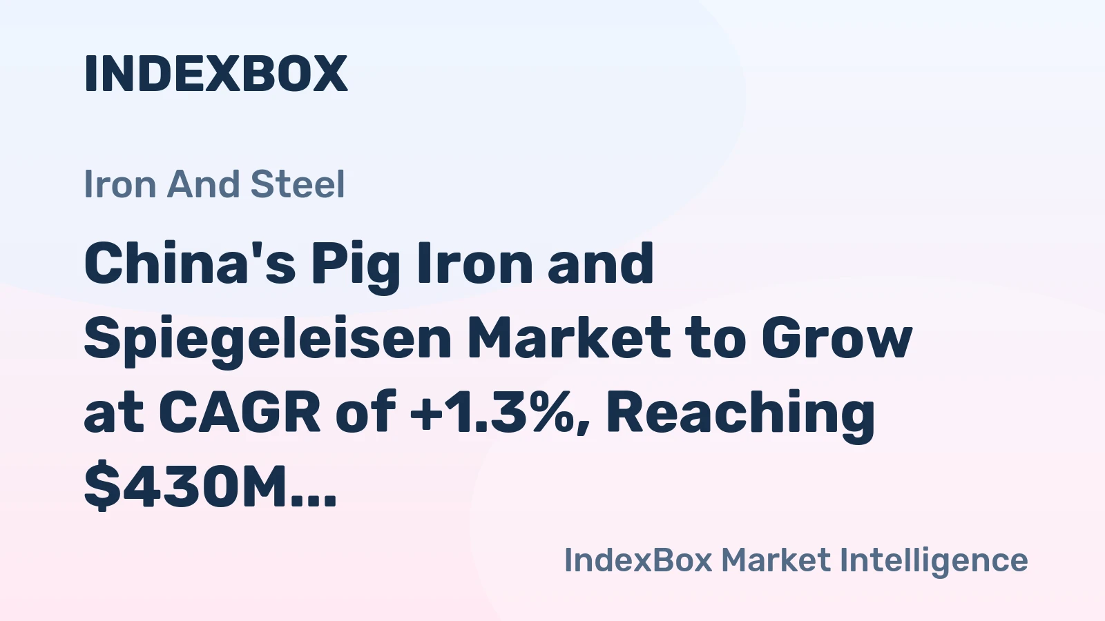 China's Pig Iron and Spiegeleisen Market to Grow at CAGR of +1.3%, Reaching $430M by 2035