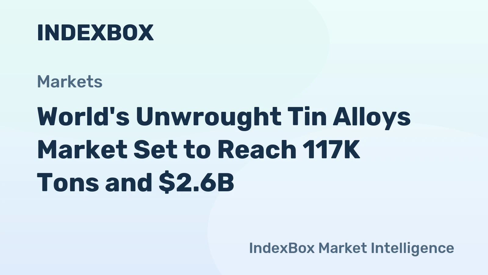 World's Unwrought Tin Alloys Market Set to Reach 117K Tons and $2.6B