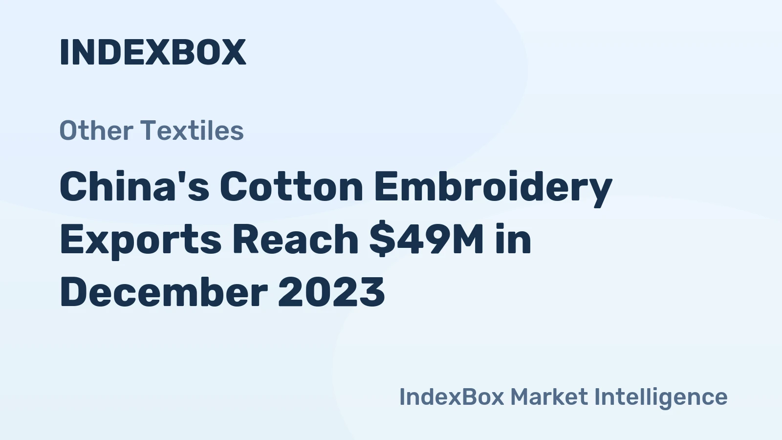 China's Cotton Embroidery Exports Reach $49M in December 2023