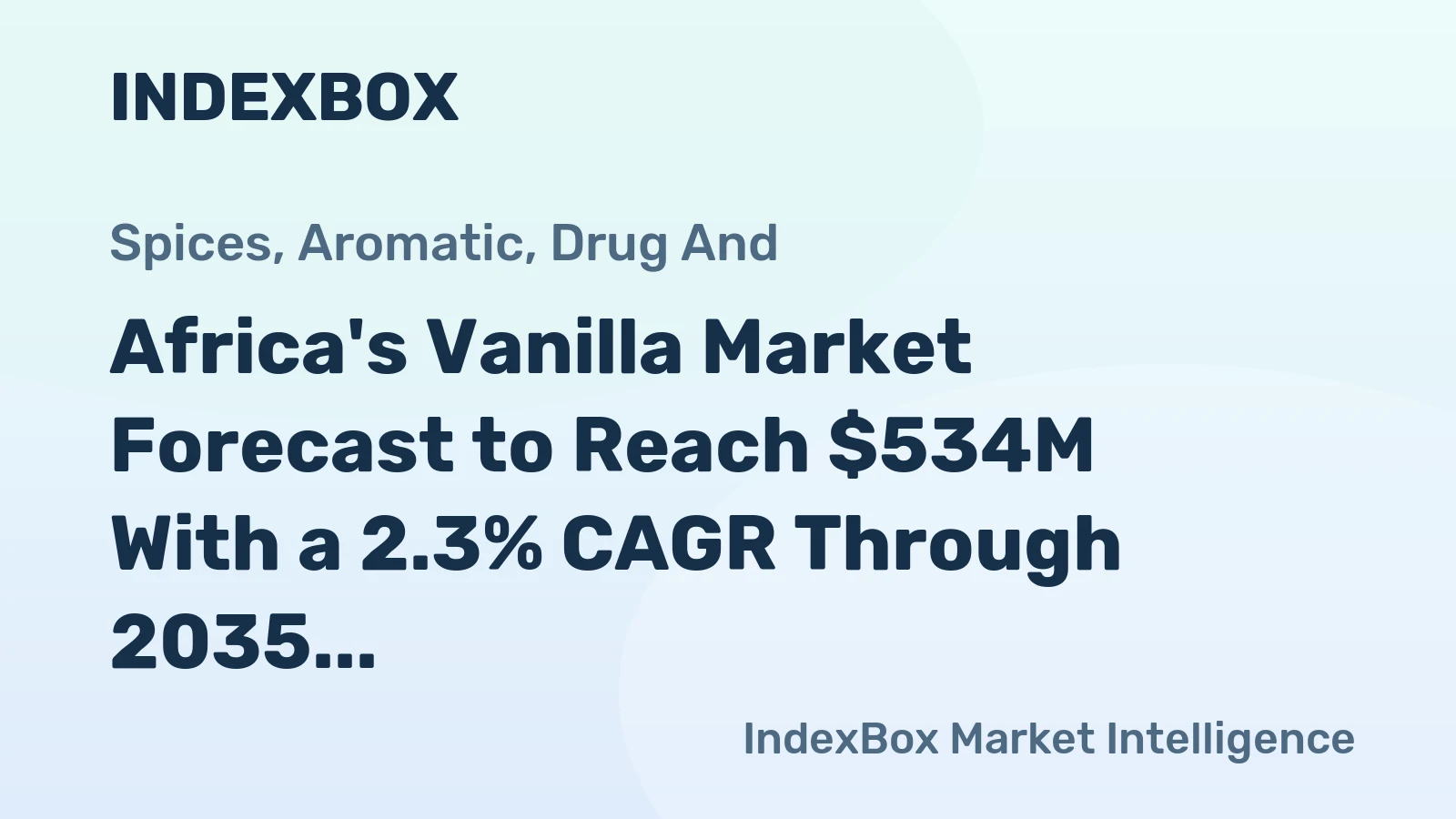 Africa's Vanilla Market Forecast to Reach $534M With a 2.3% CAGR Through 2035