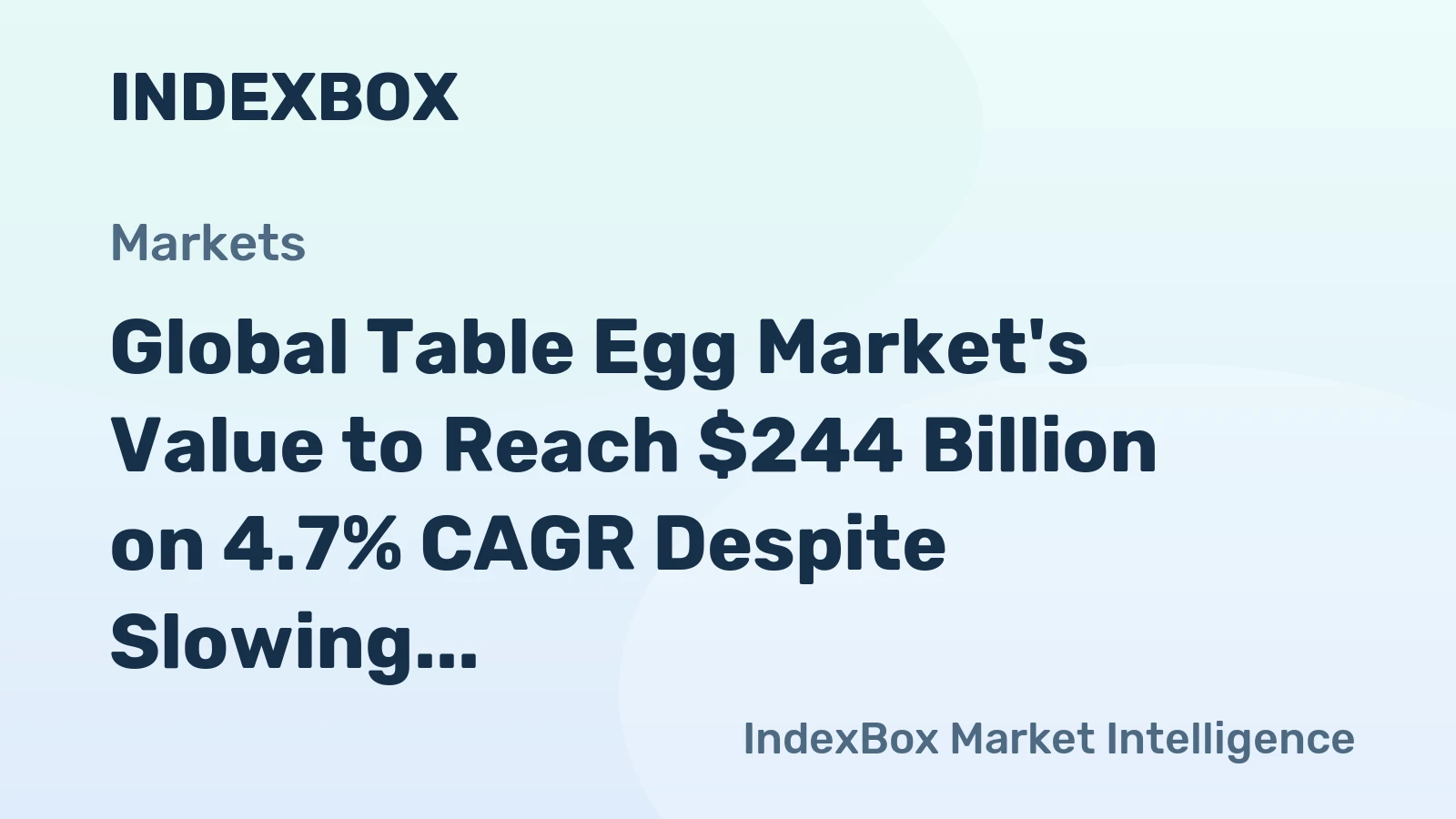 Global Table Egg Market's Value to Reach $244 Billion on 4.7% CAGR Despite Slowing Volume Growth